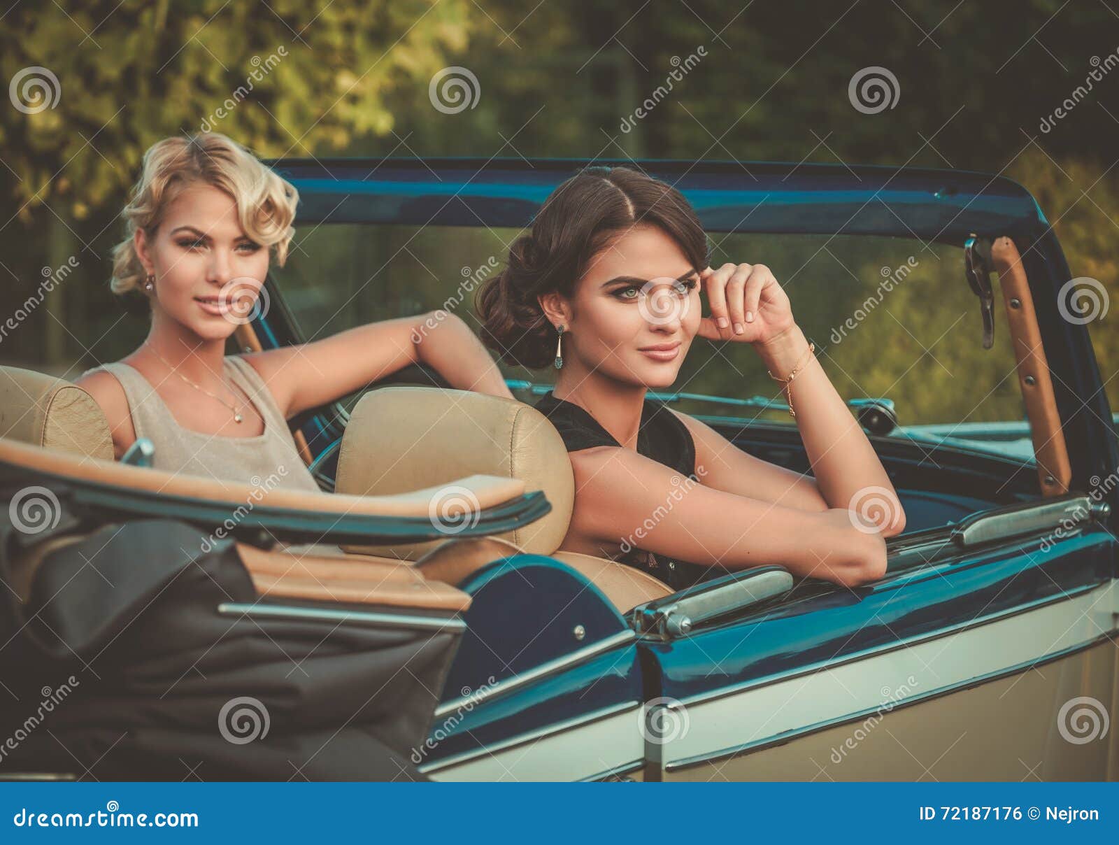 Well-dressed Ladies in a Classic Convertible Stock Photo - Image of ...