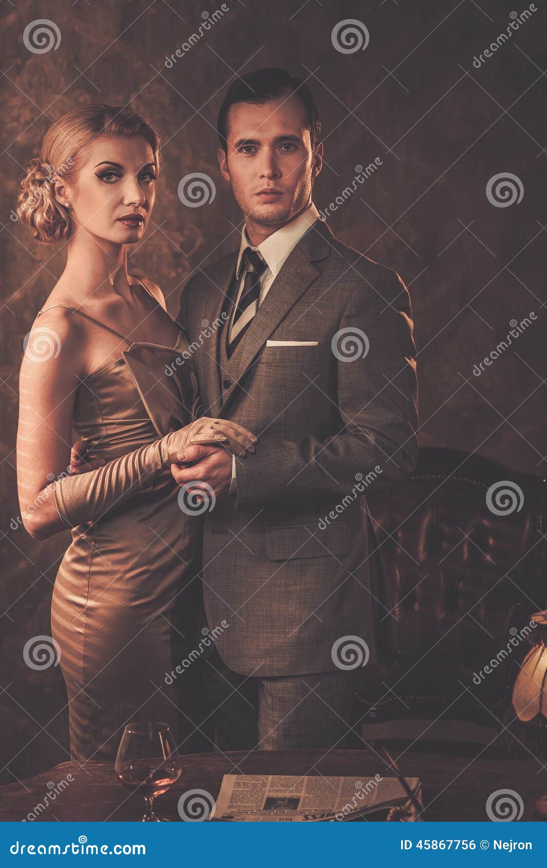 Well-dressed Retro Style Couple Stock Photo - Image of confident ...