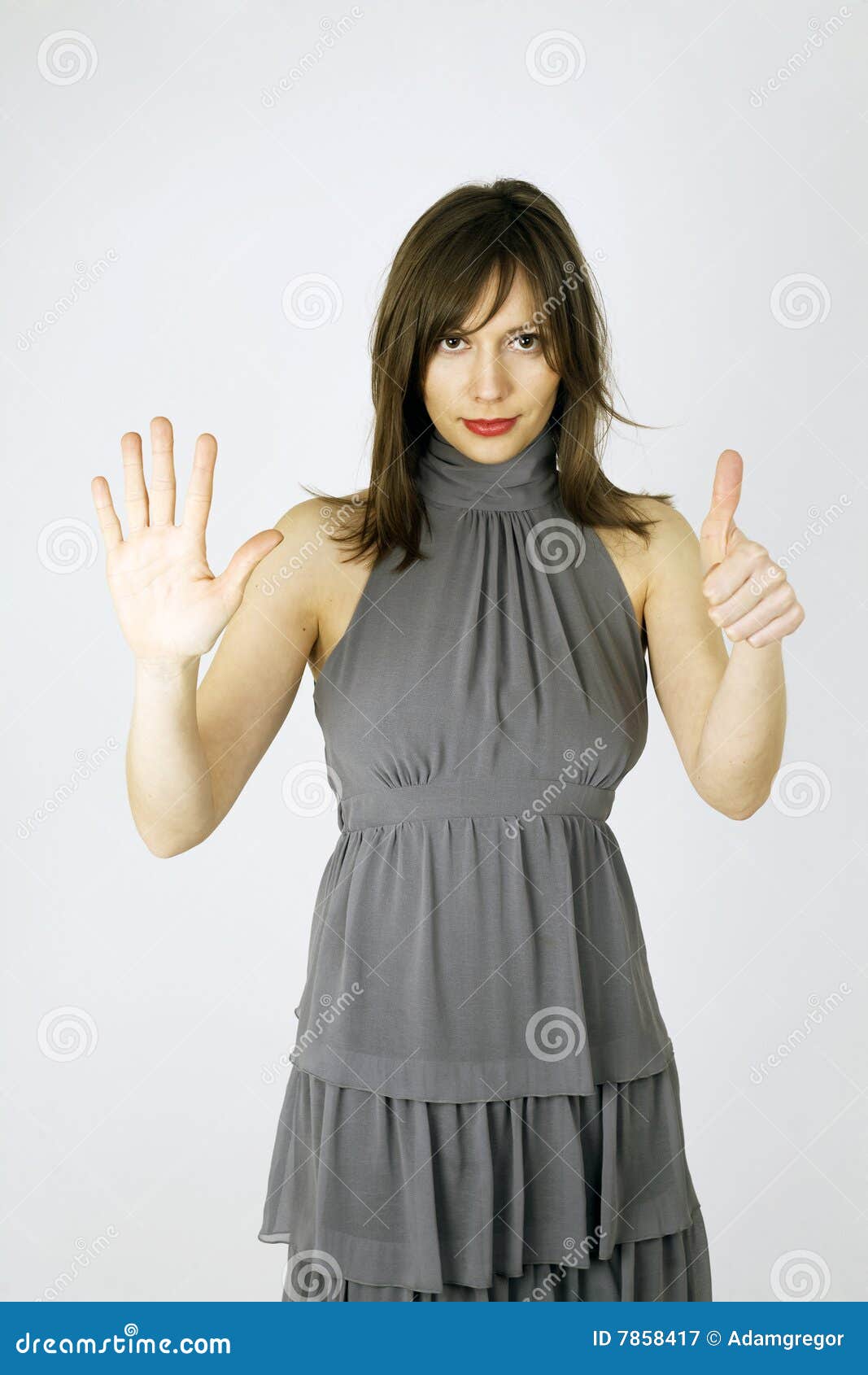 Well-dressed Woman Shows the Number Six Stock Image - Image of hands ...