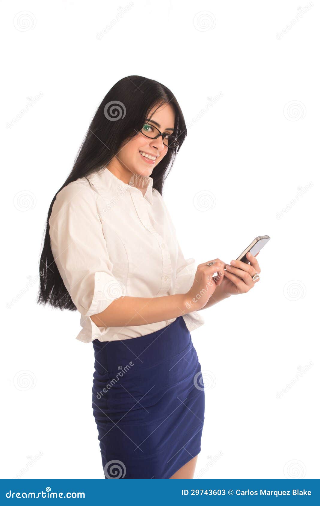 Young Woman with Smartphone Stock Image - Image of approachable, long ...