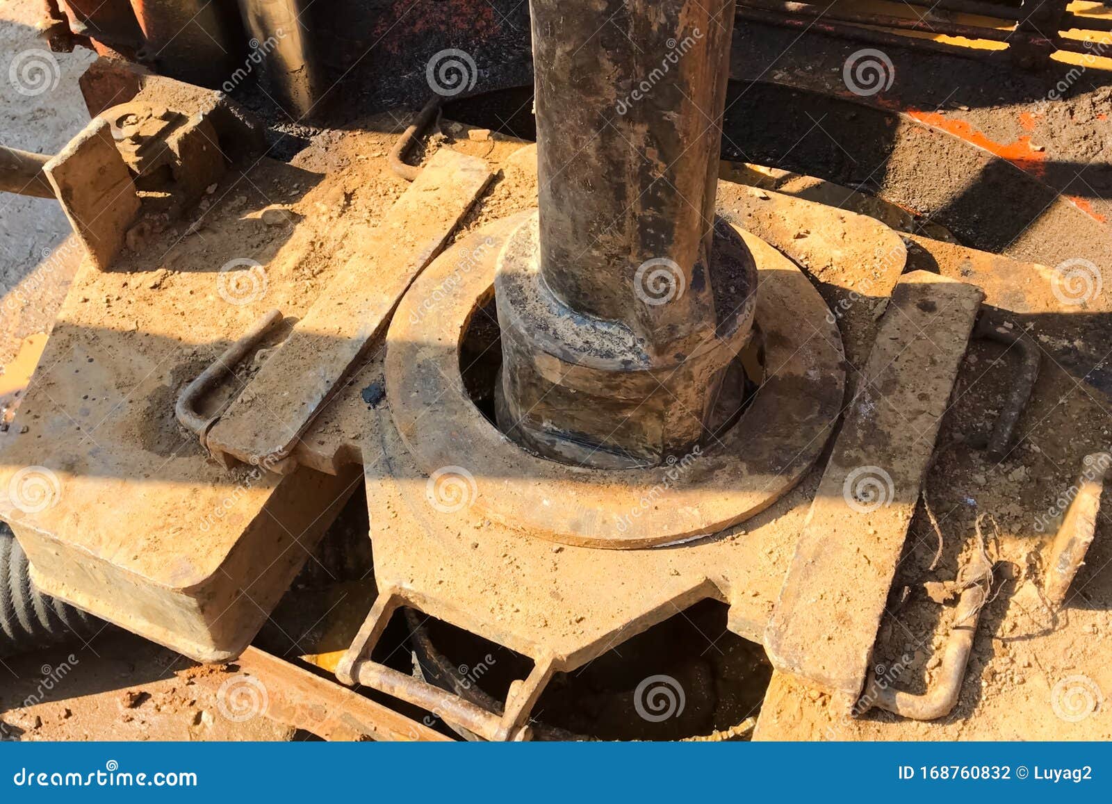 Well Drilling. Drill Rig, Rotation of Drill Pipe Stock Photo - Image of ...