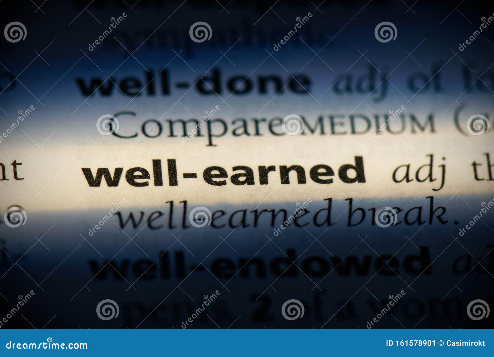 Well-earned stock image. Image of printed, definition - 161578901
