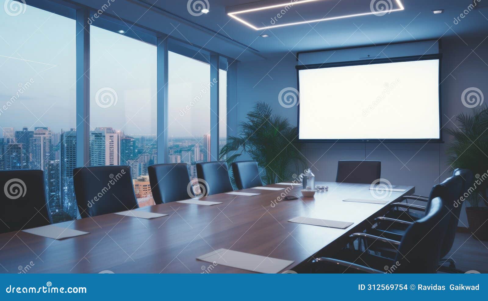 Well Equipped Conference Space with an Empty Setup and Projector Stock ...