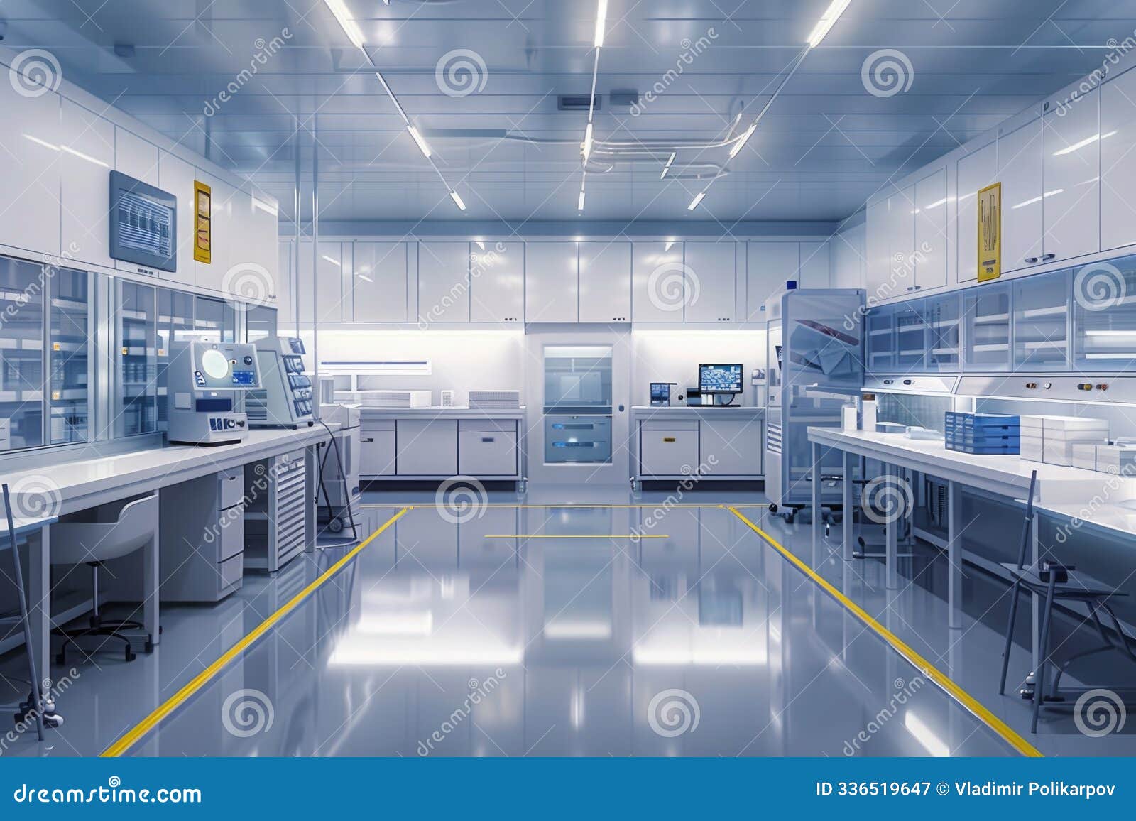 A Well-equipped Laboratory with Numerous Counters and Workspaces Stock ...