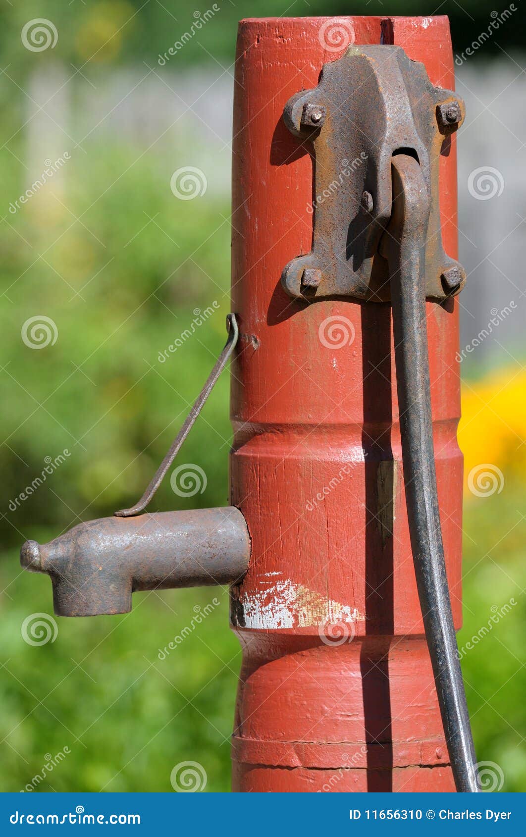 Well Hand Pump stock photo. Image of cast, wood, wooden - 11656310
