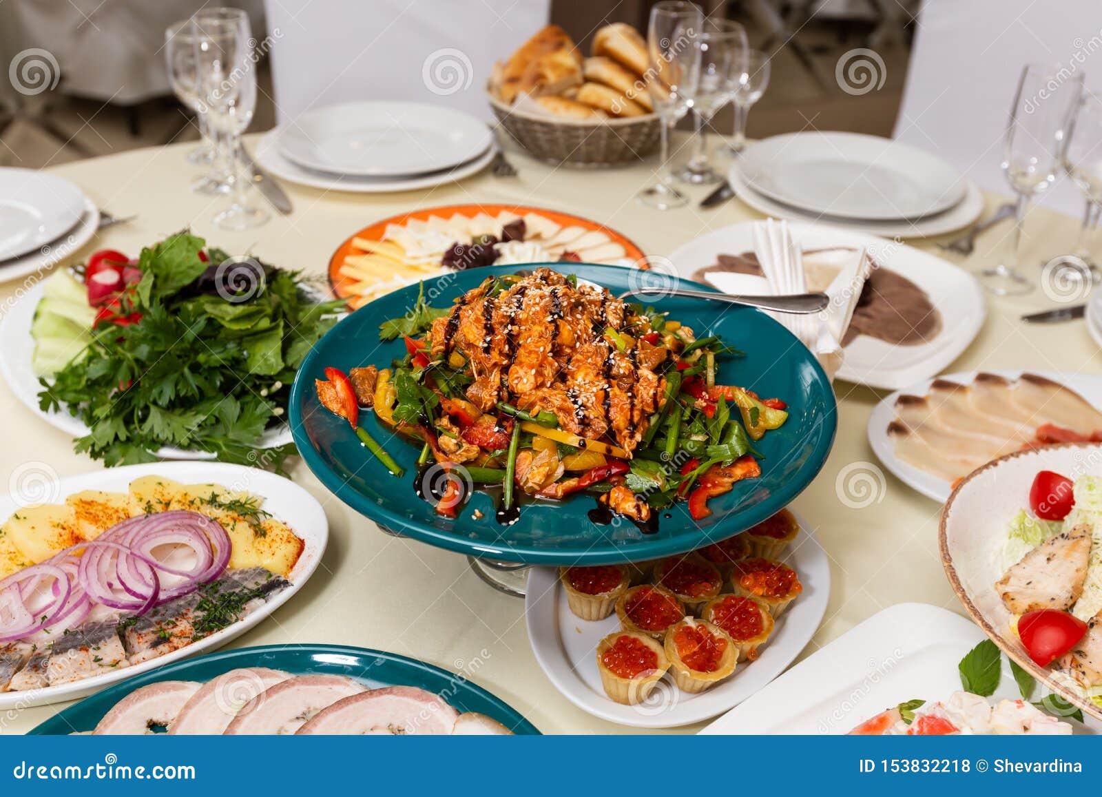 Well-laid Table with Starters Stock Photo - Image of eating, healthy ...