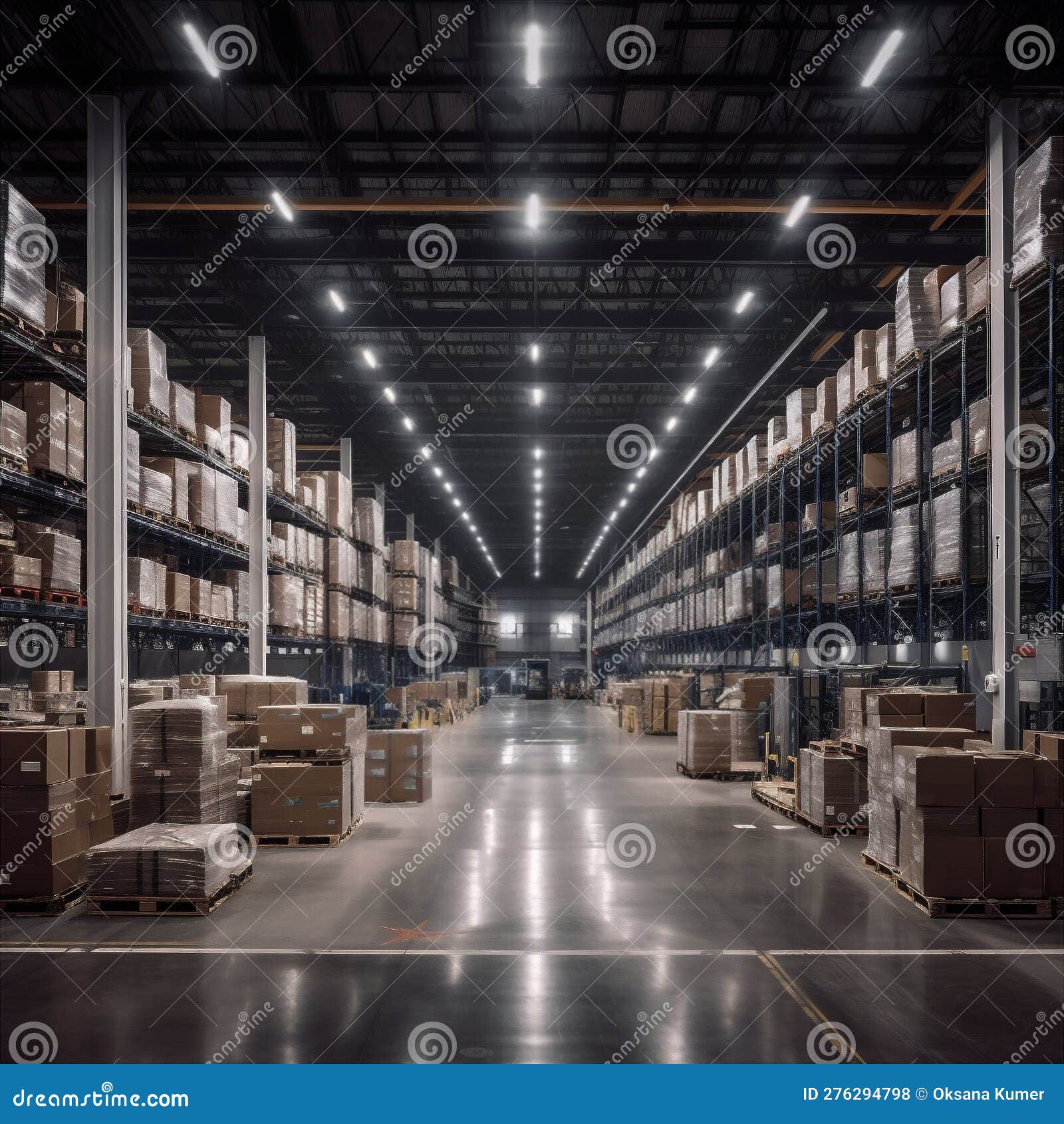 Well-lit Logistics Hub with High Ceilings. AI Generated. Stock ...
