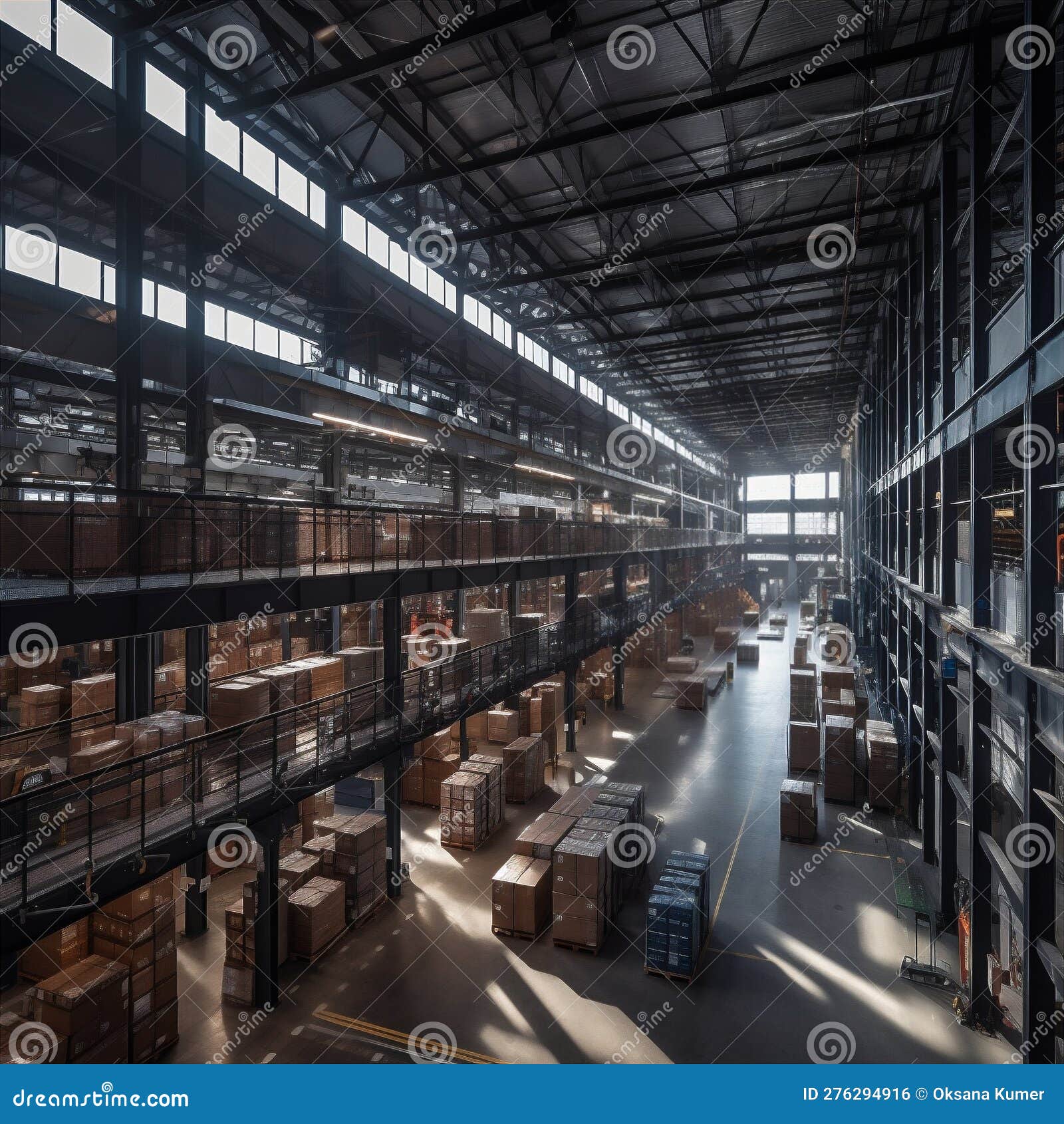 Well-lit Logistics Hub with High Ceilings. AI Generated. Stock Photo ...