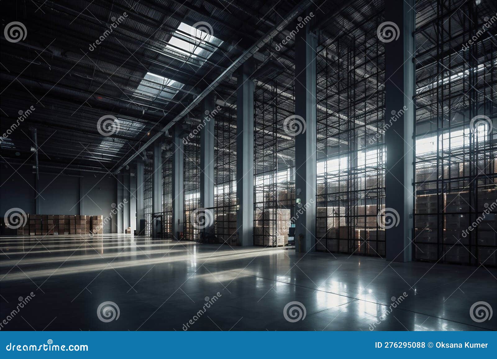 Well-lit Logistics Hub with High Ceilings. AI Generated. Stock ...