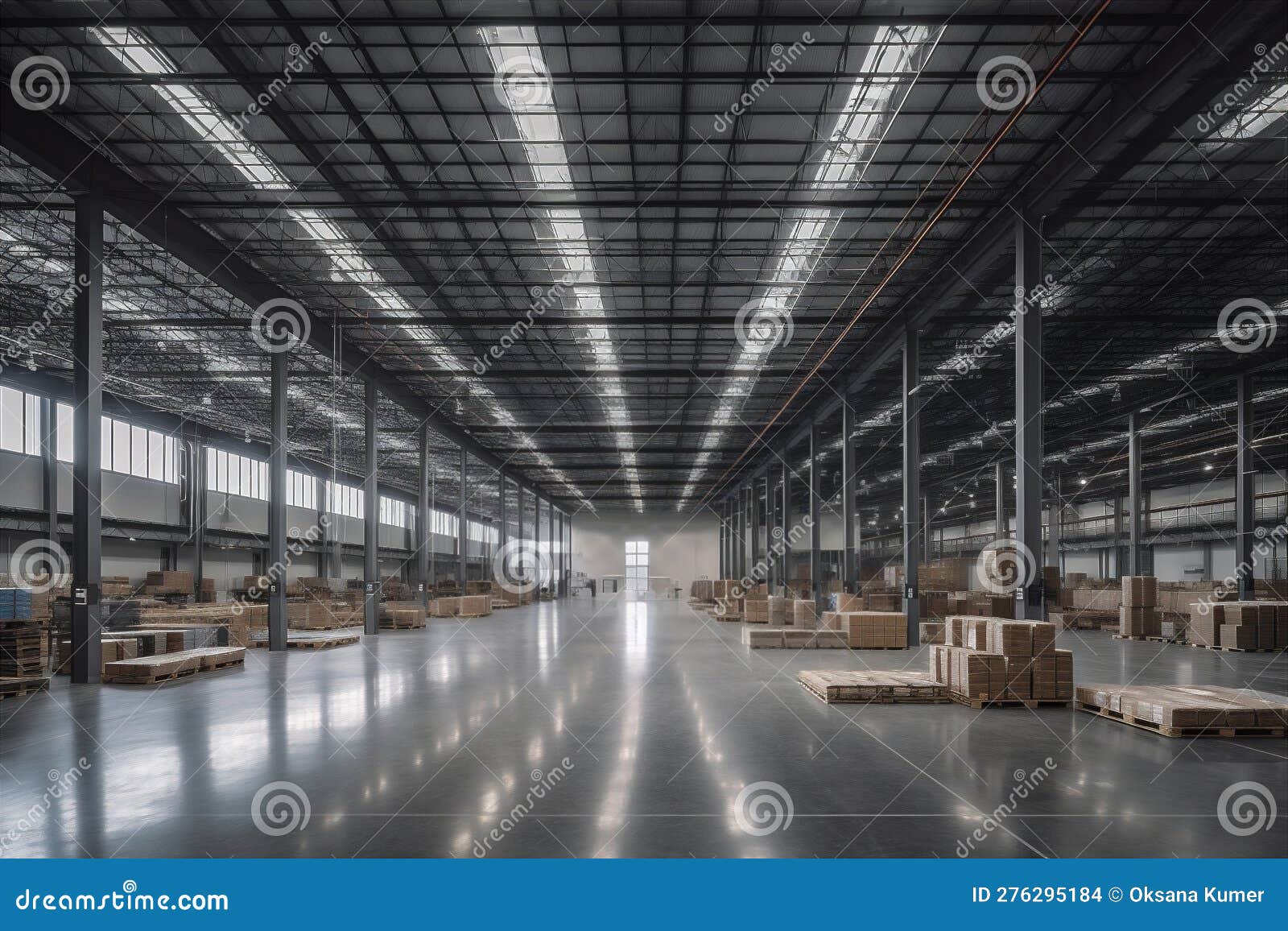 Well-lit Logistics Hub with High Ceilings. AI Generated. Stock ...