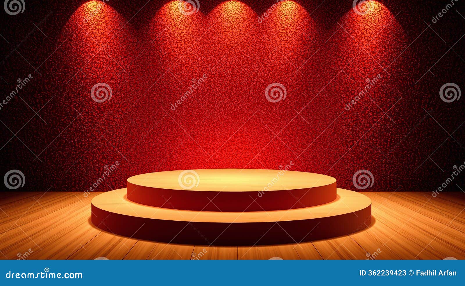 A Well-lit, Red-tinged Stage Platform Stands Empty Stock Illustration ...