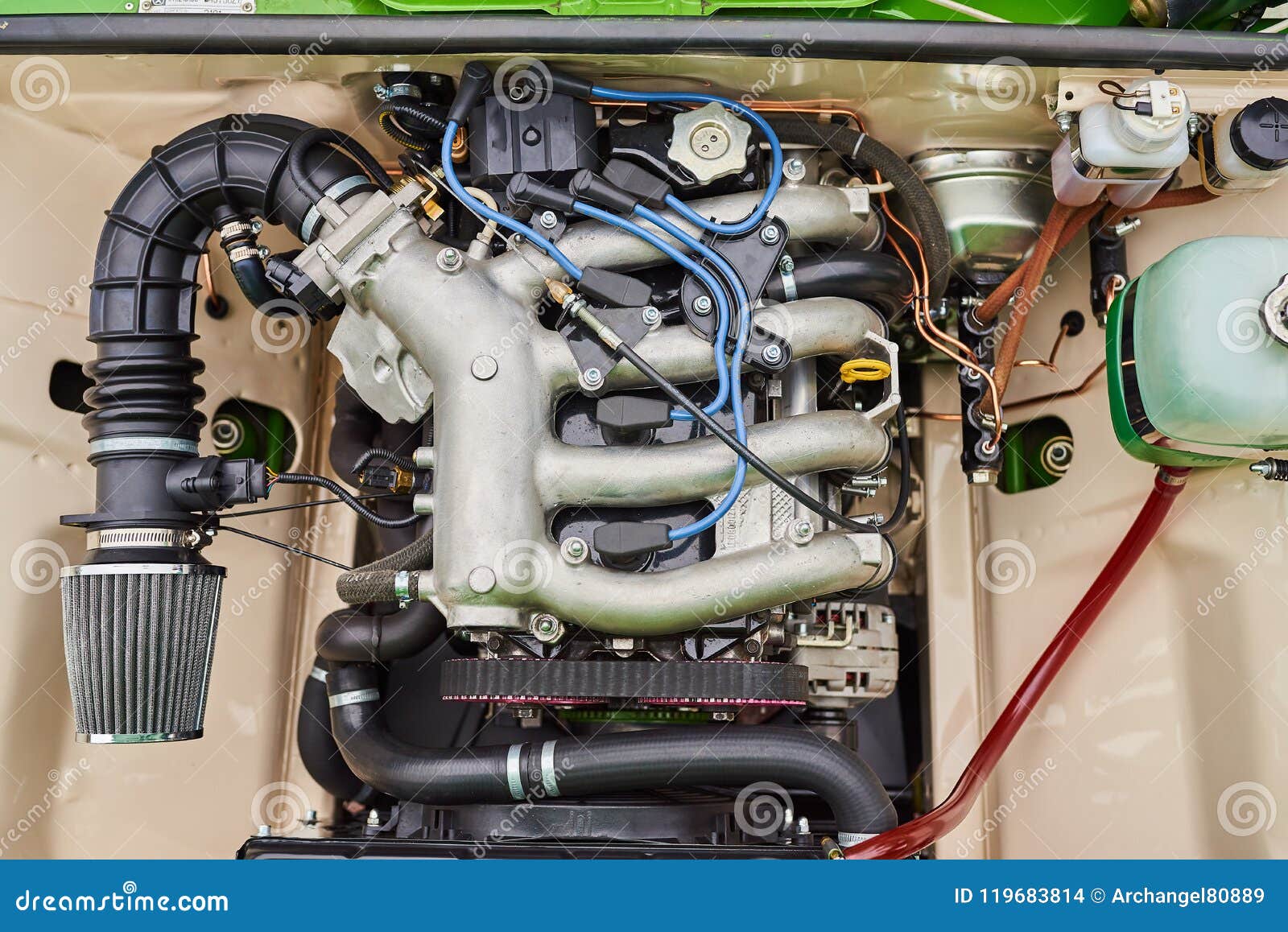 Well Maintained Engine of an Old Russian Car Stock Photo - Image of ...