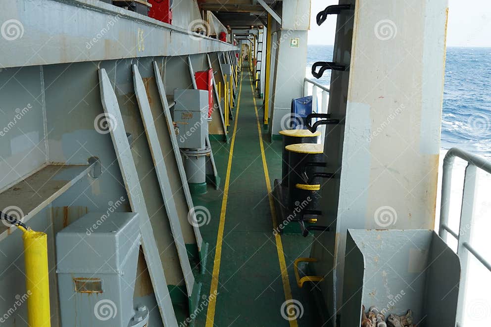 Well Maintained Main Deck of the Container Vessel on the Starboard Side ...
