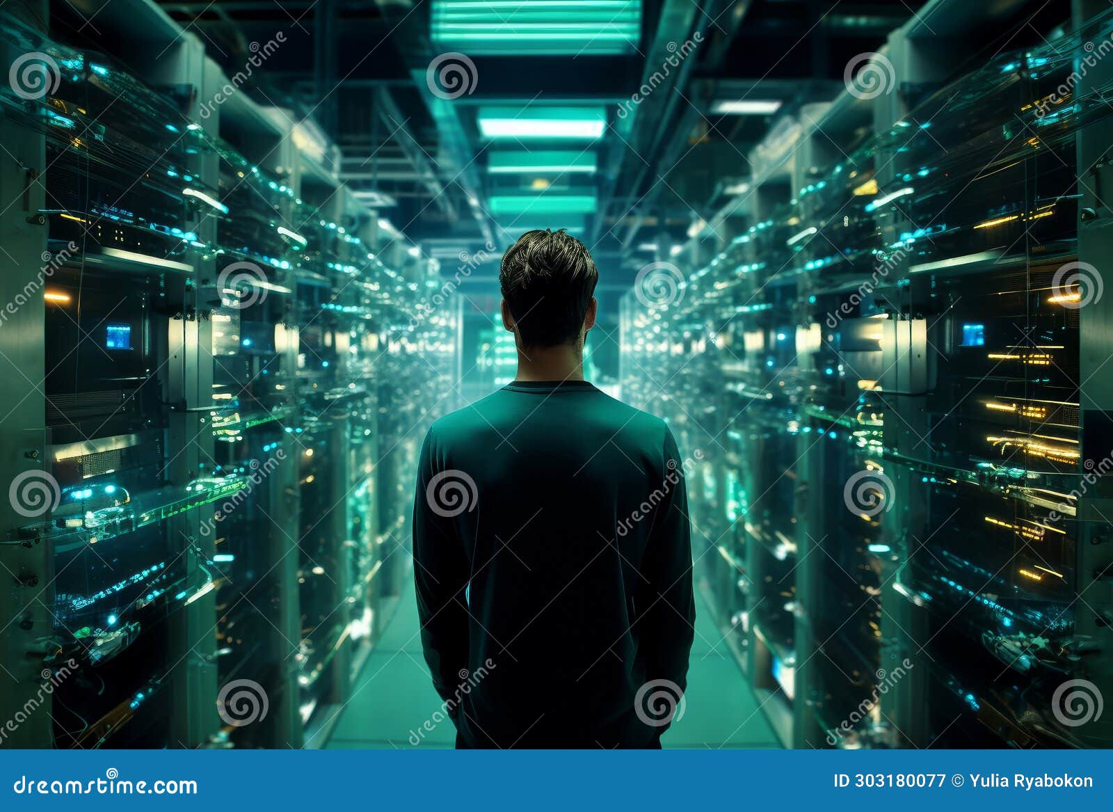 Well-maintained Man Data Center. Generate Ai Stock Image - Image of ...