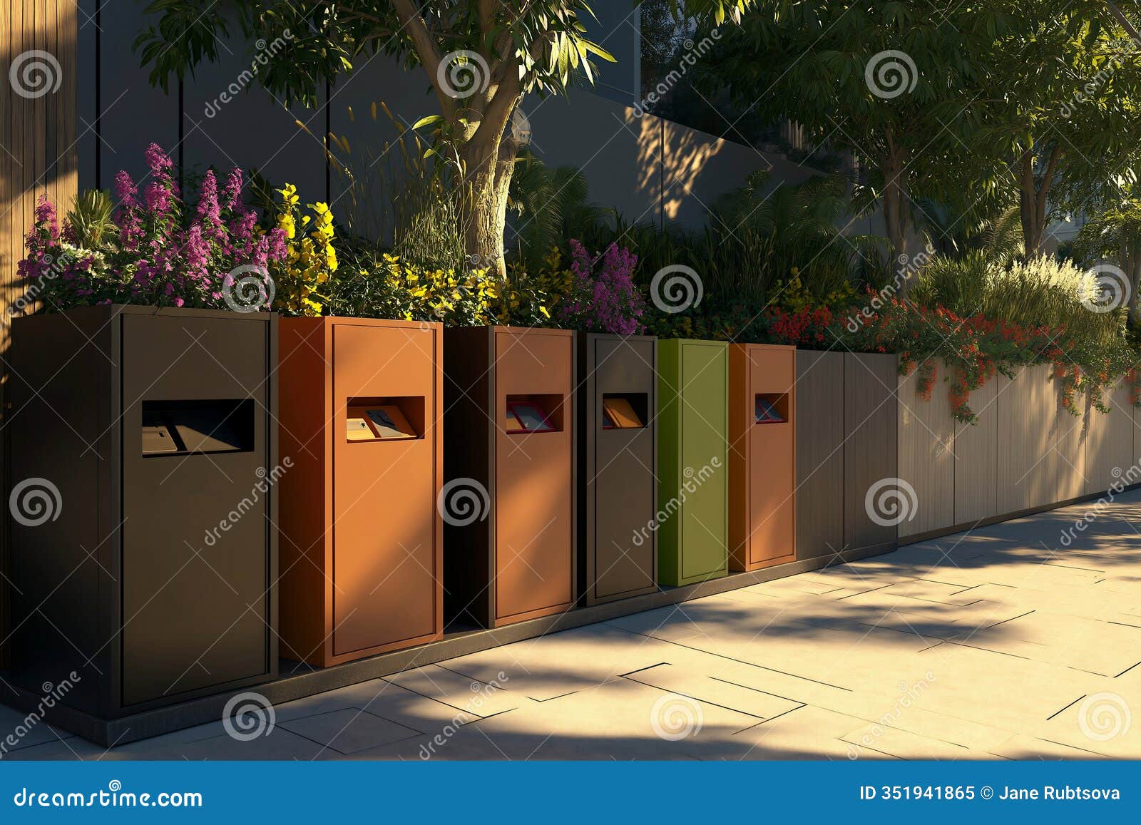 Modern Recycling Bin System Enhances Public Space Sustainability ...