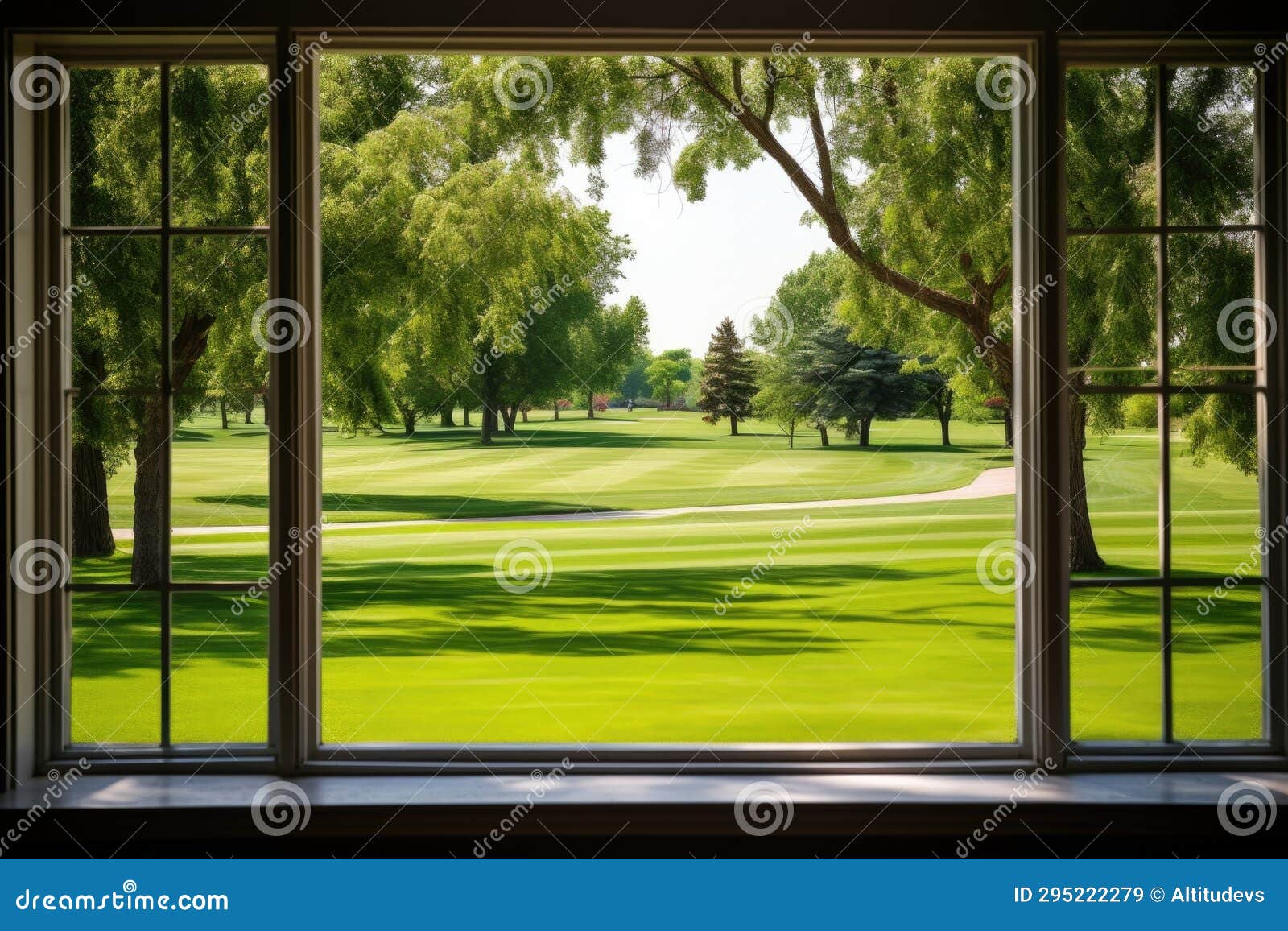 A Well-manicured Front Lawn View from a Wide Window Stock Image - Image ...