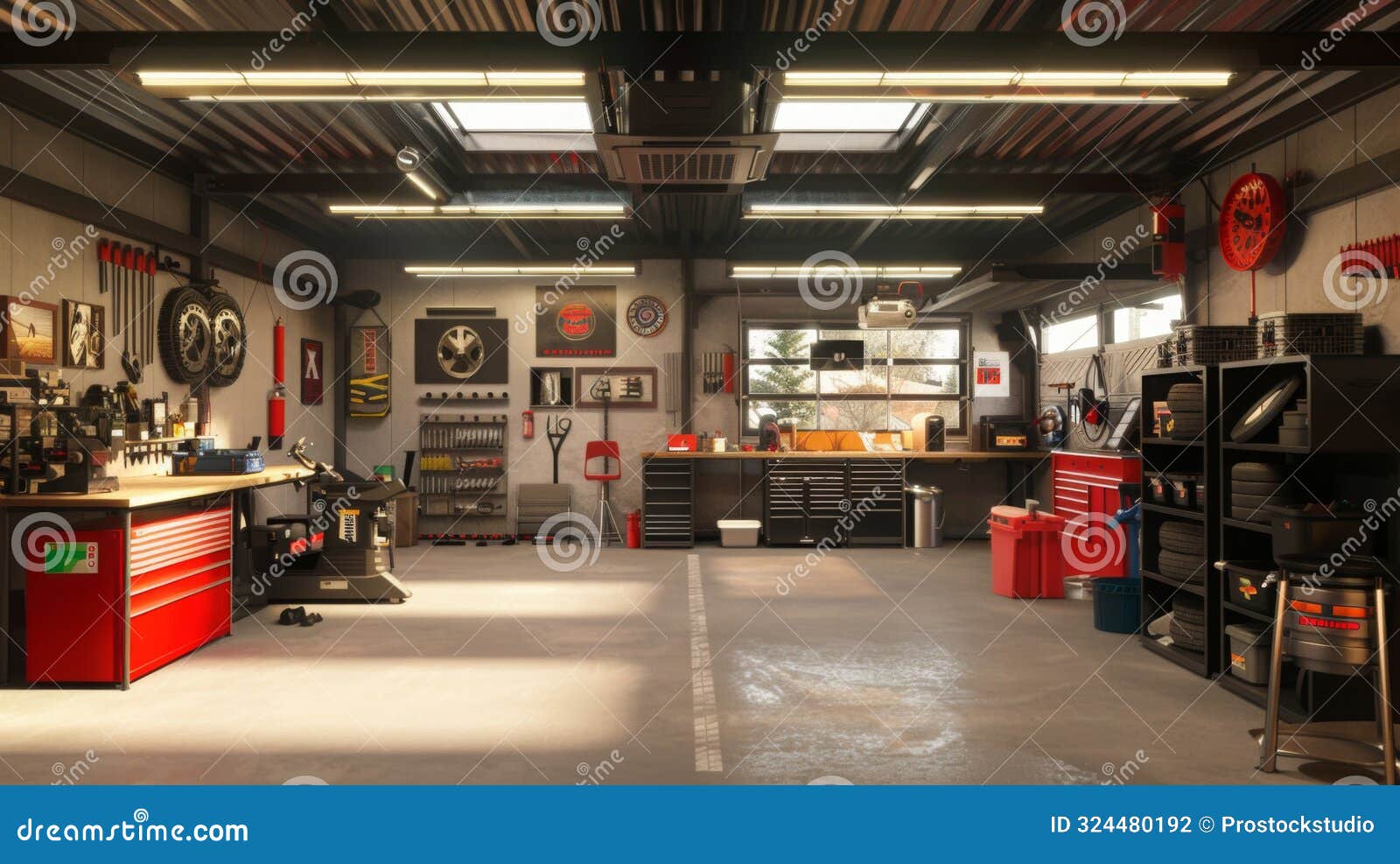 Well Organized Garage Workshop Interior Stock Photo - Image of passion ...