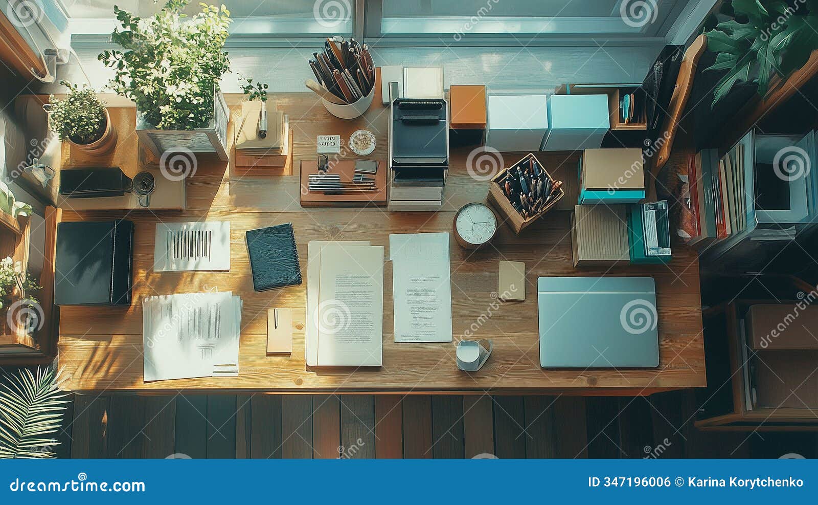 A Well-organized Office Desk with Administrative Tasks Including ...
