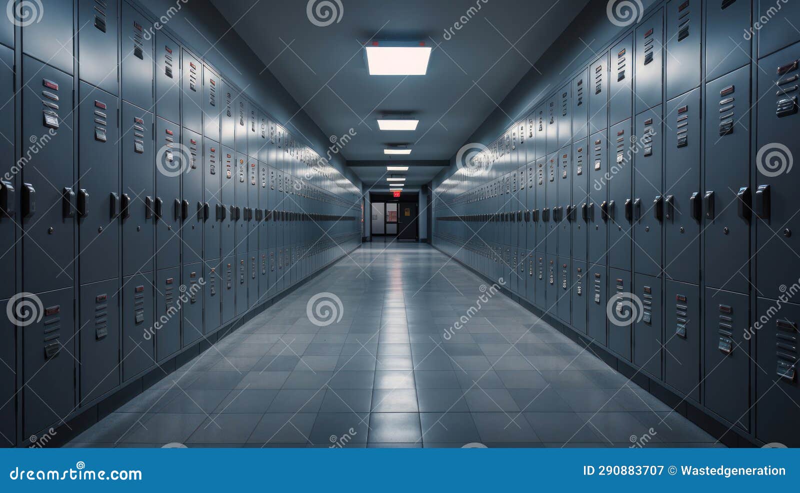 Organized Cabinet Corridor in a School or Office Facility Stock ...