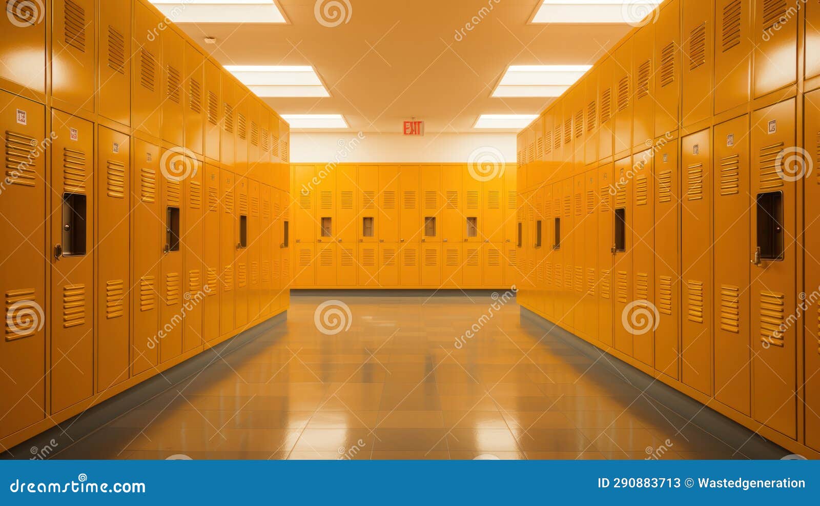 Organized Cabinet Corridor in a School or Office Facility Stock ...
