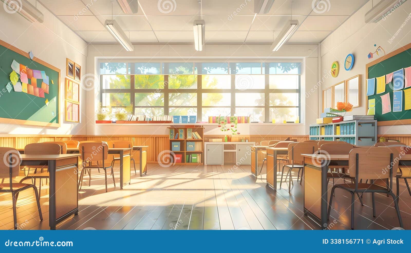 Well-structured Classroom Environment with Rows of Tables and Chairs ...