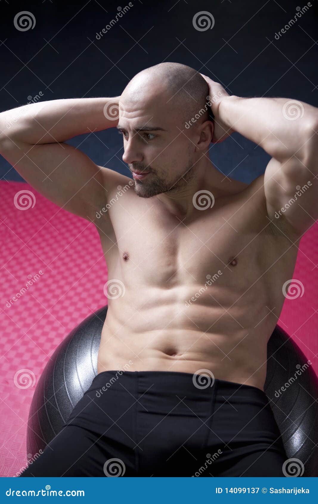 Well trained man in gym stock image. Image of adult, nude - 14099137