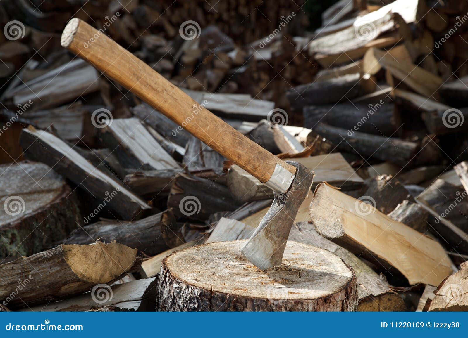 Well used axe on the stump stock image. Image of chop - 11220109