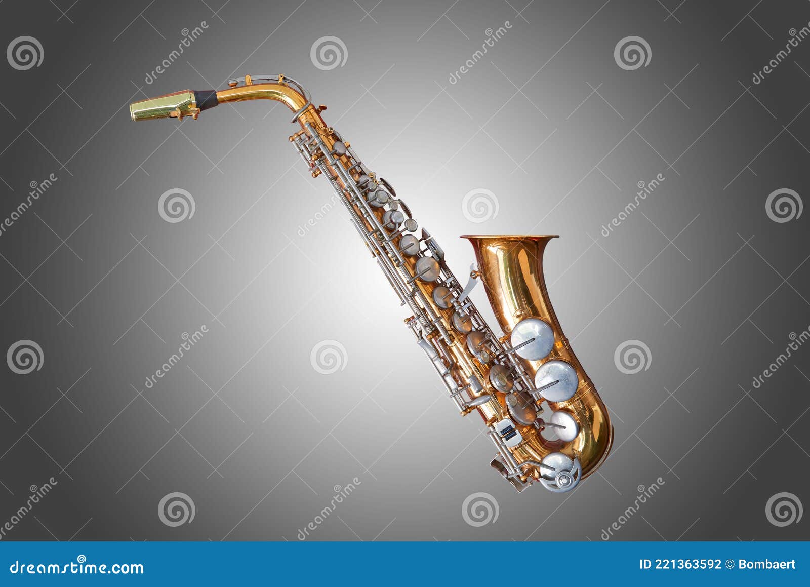 Well Used Saxophone on Grey Gradient Background Stock Photo - Image of ...