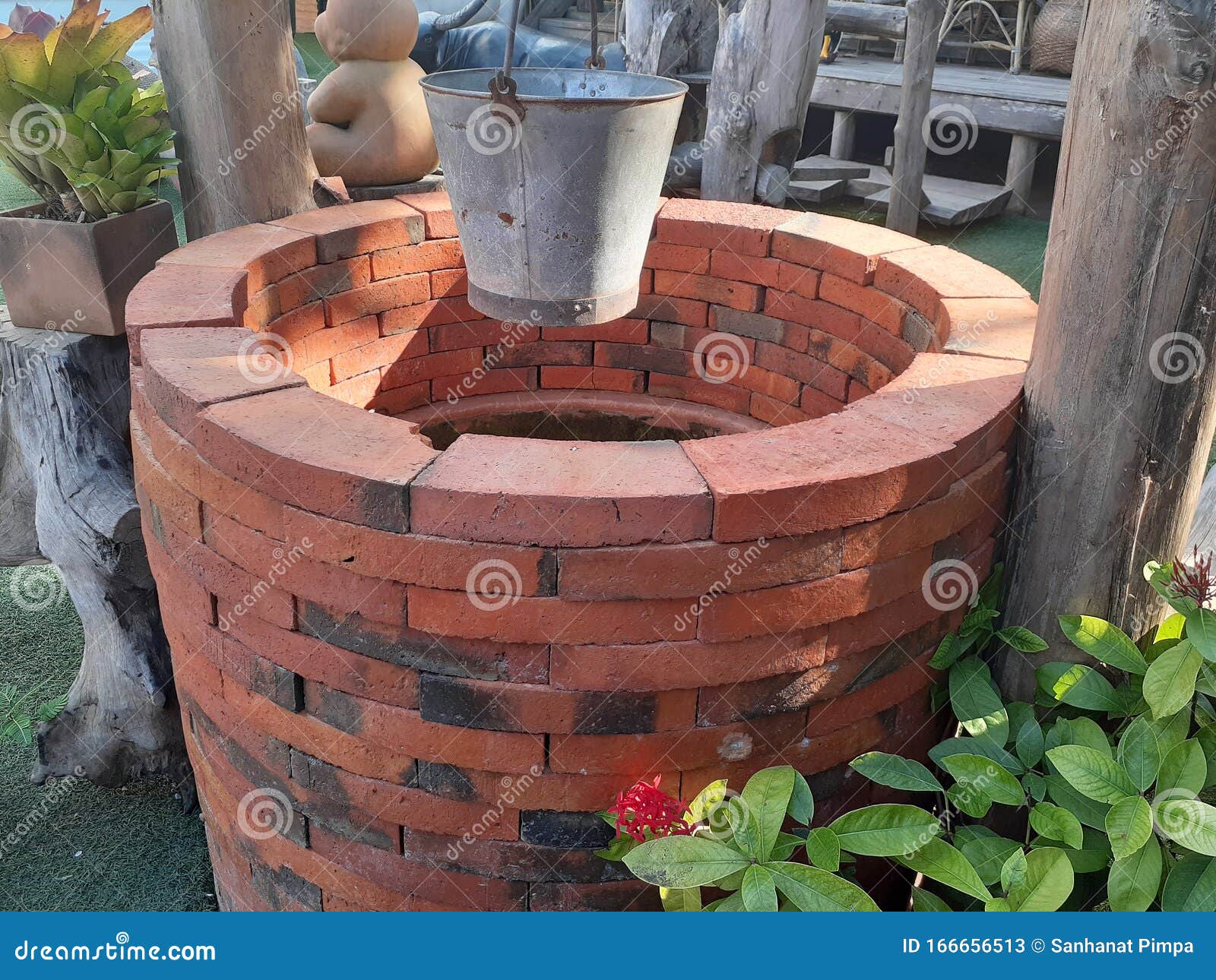 A Well Was Built with Bricks Stock Image - Image of brick, deep: 166656513