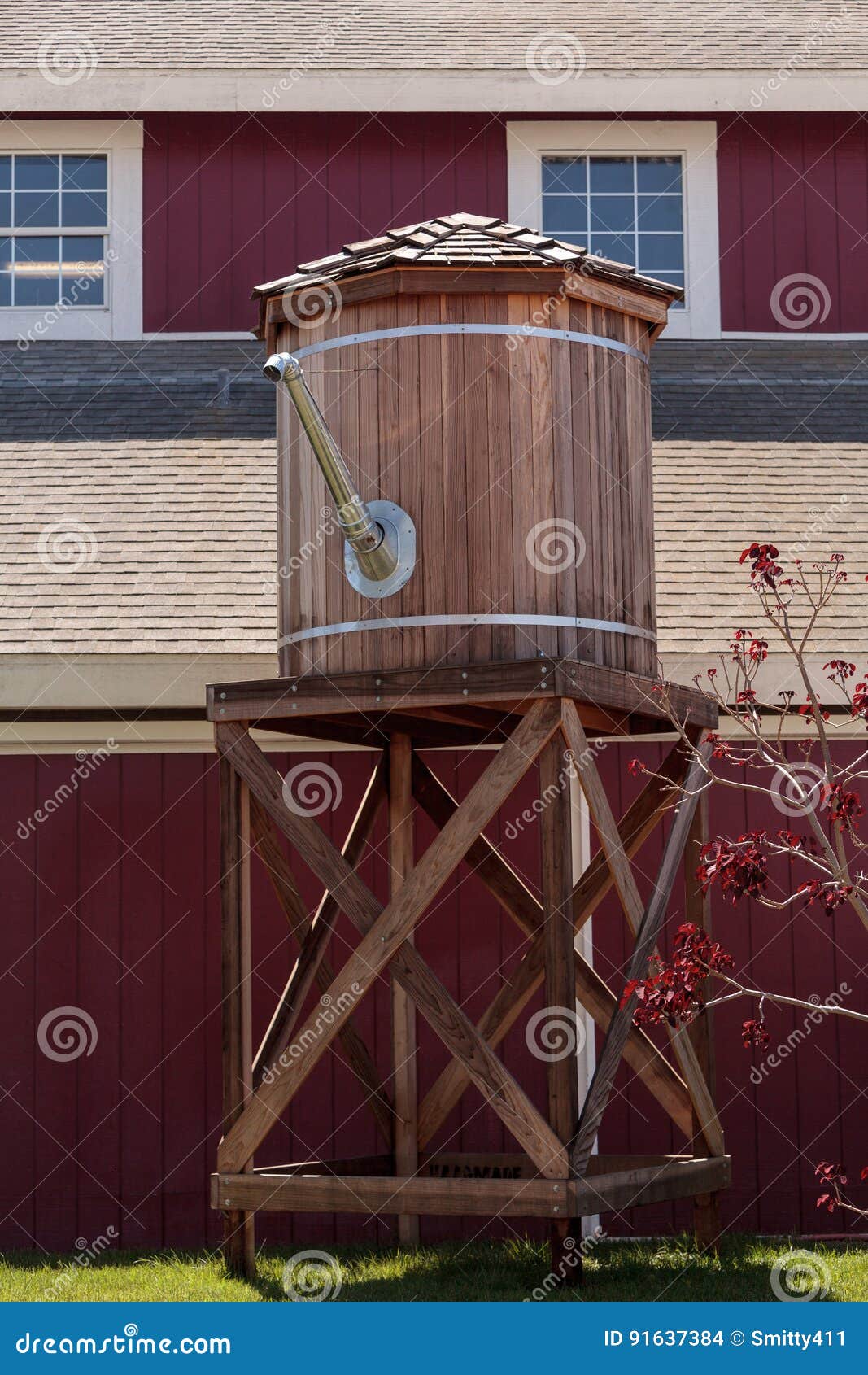 Well Water Tower Tank on a Farm Stock Photo - Image of agriculture ...