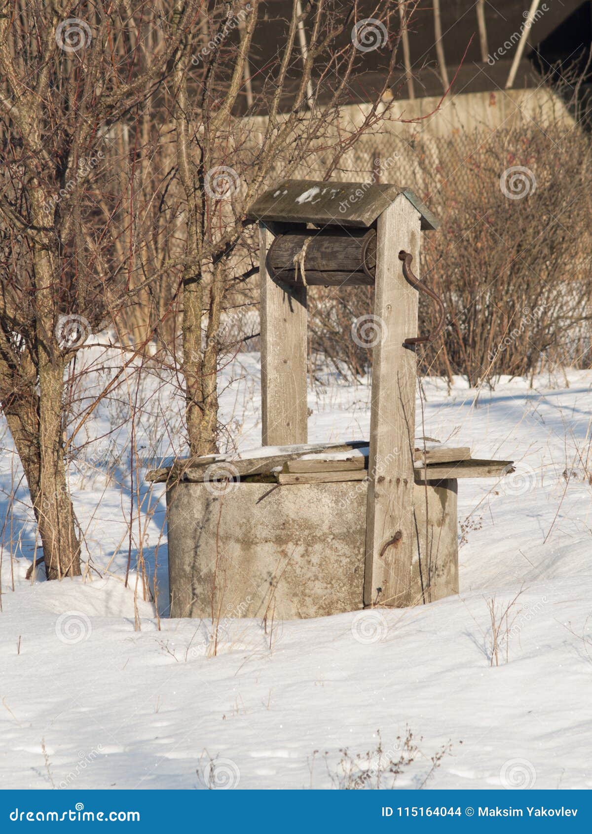 Well in winter stock photo. Image of kopanka, drinking - 115164044