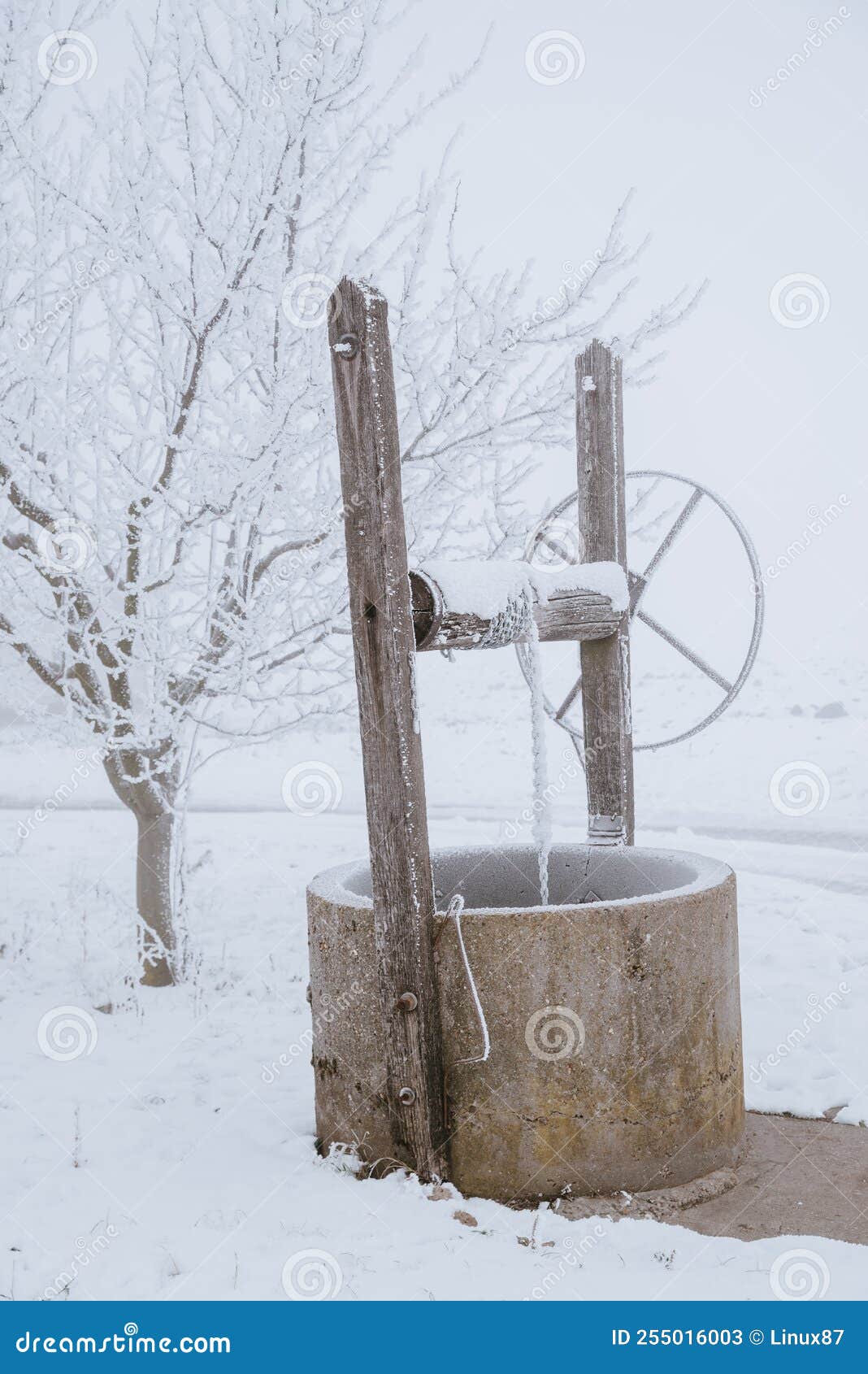 Well on the winter field stock image. Image of ancient - 255016003