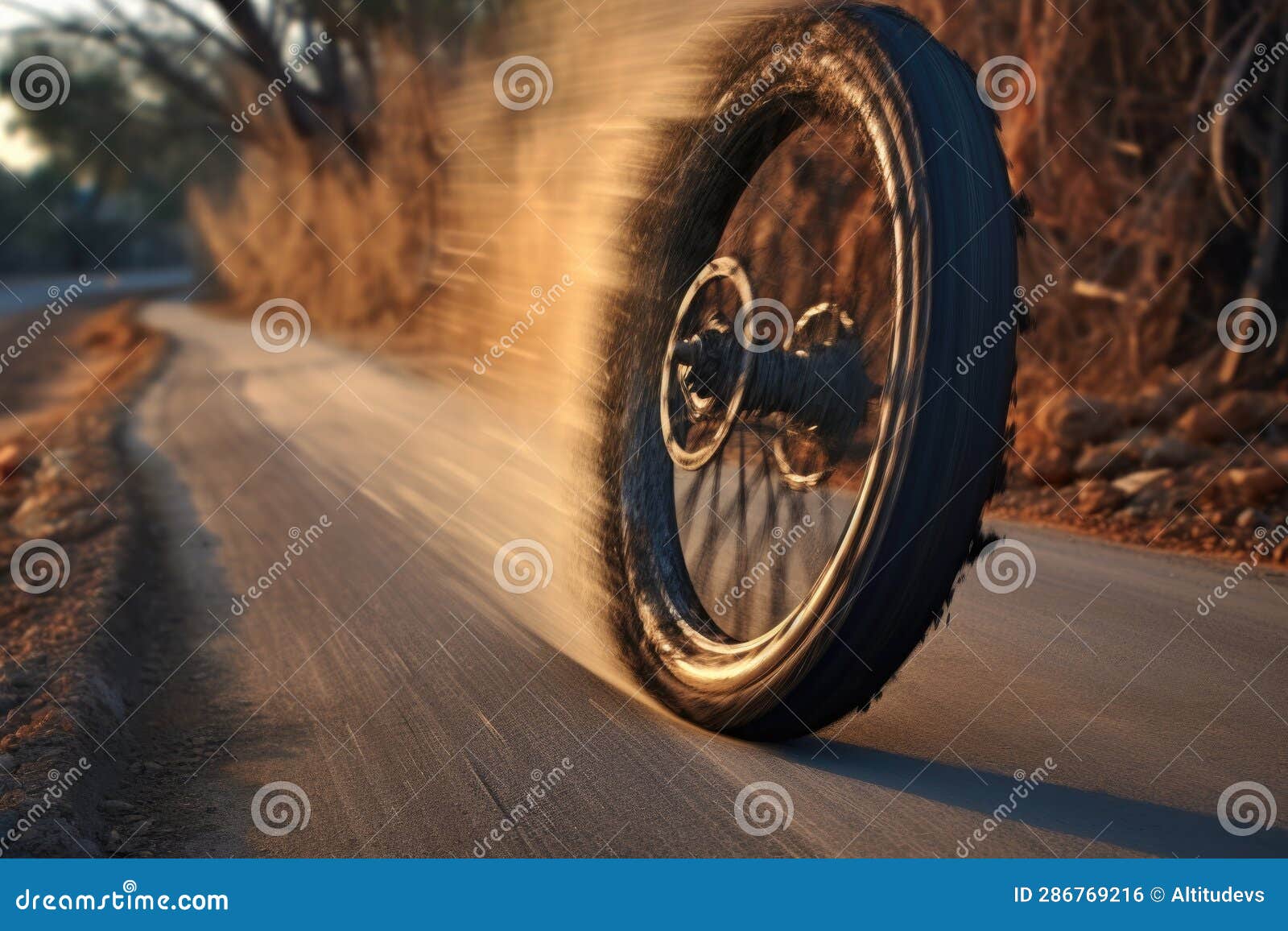 Well-worn Bicycle Tire in Motion, Showcasing Speed Stock Photo - Image ...