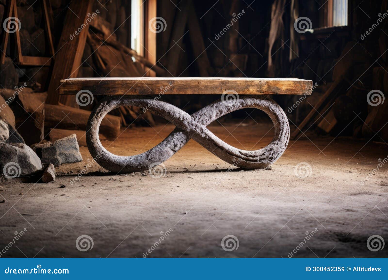 A Well-worn Stone Infinity Sign on a Rustic Wooden Table Stock Image ...
