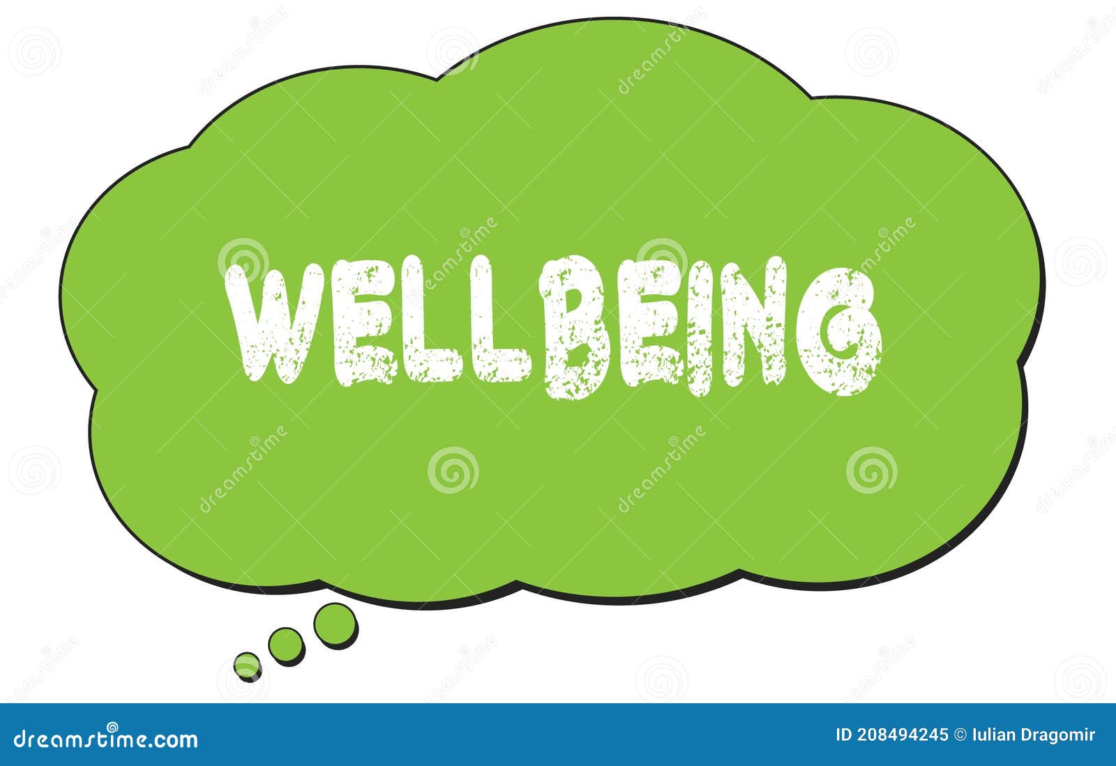 WELLBEING Text Written on a Green Thought Bubble Stock Illustration ...