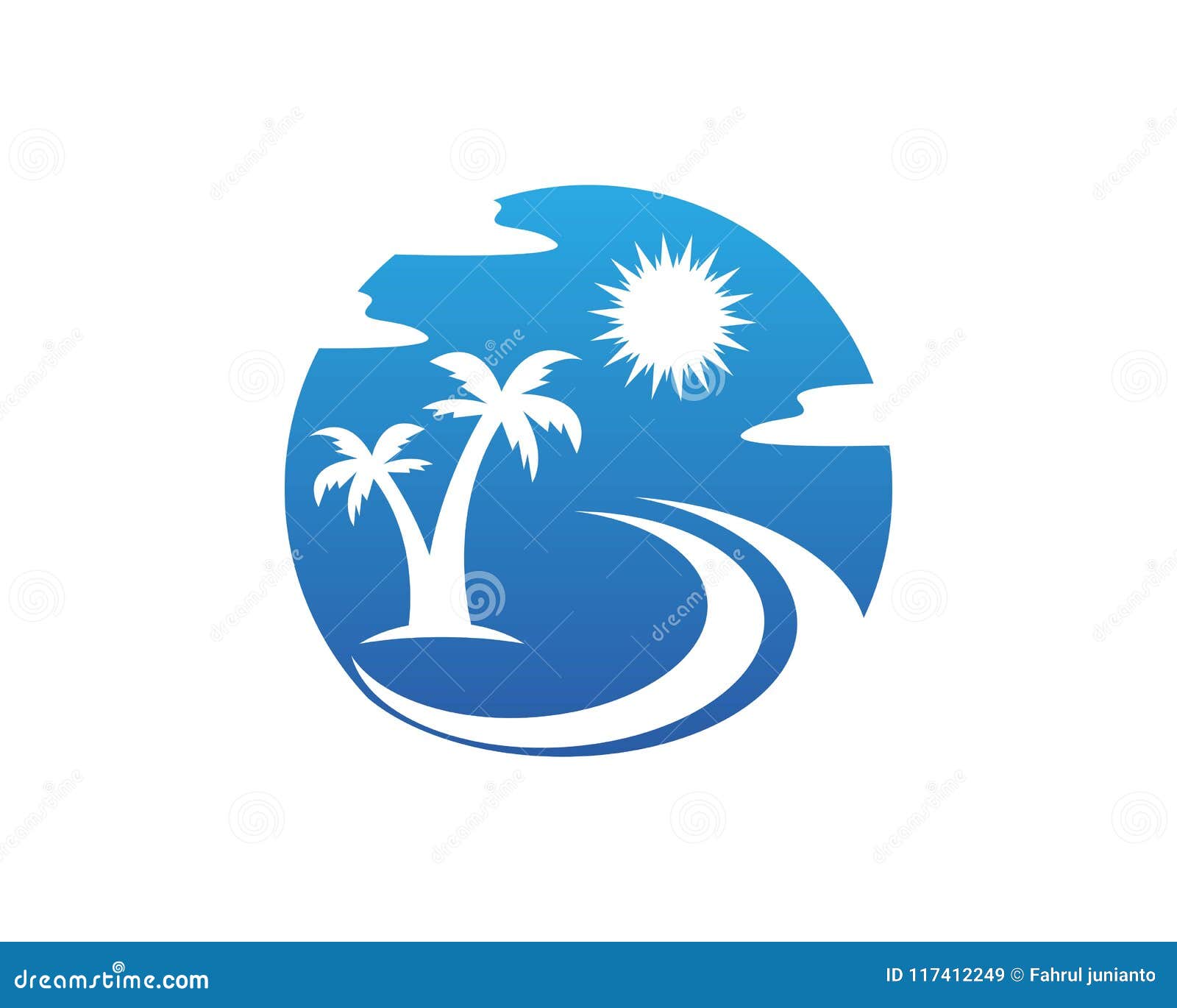 Wellen-Strand-Paradies Logo Design Template Vektor Abbildung ...