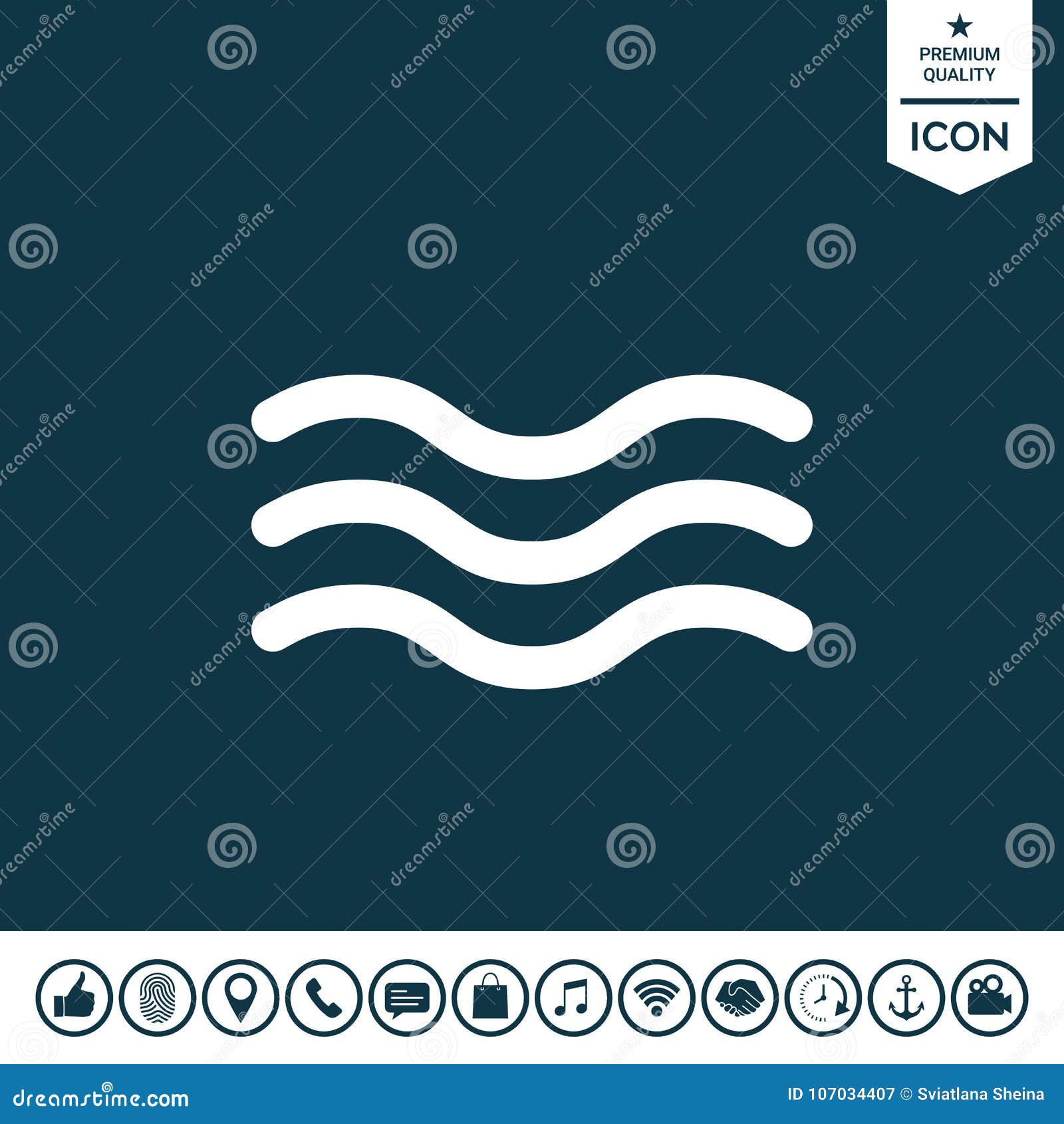 Wellensymbol Ikone vektor abbildung. Illustration von wasser - 107034407