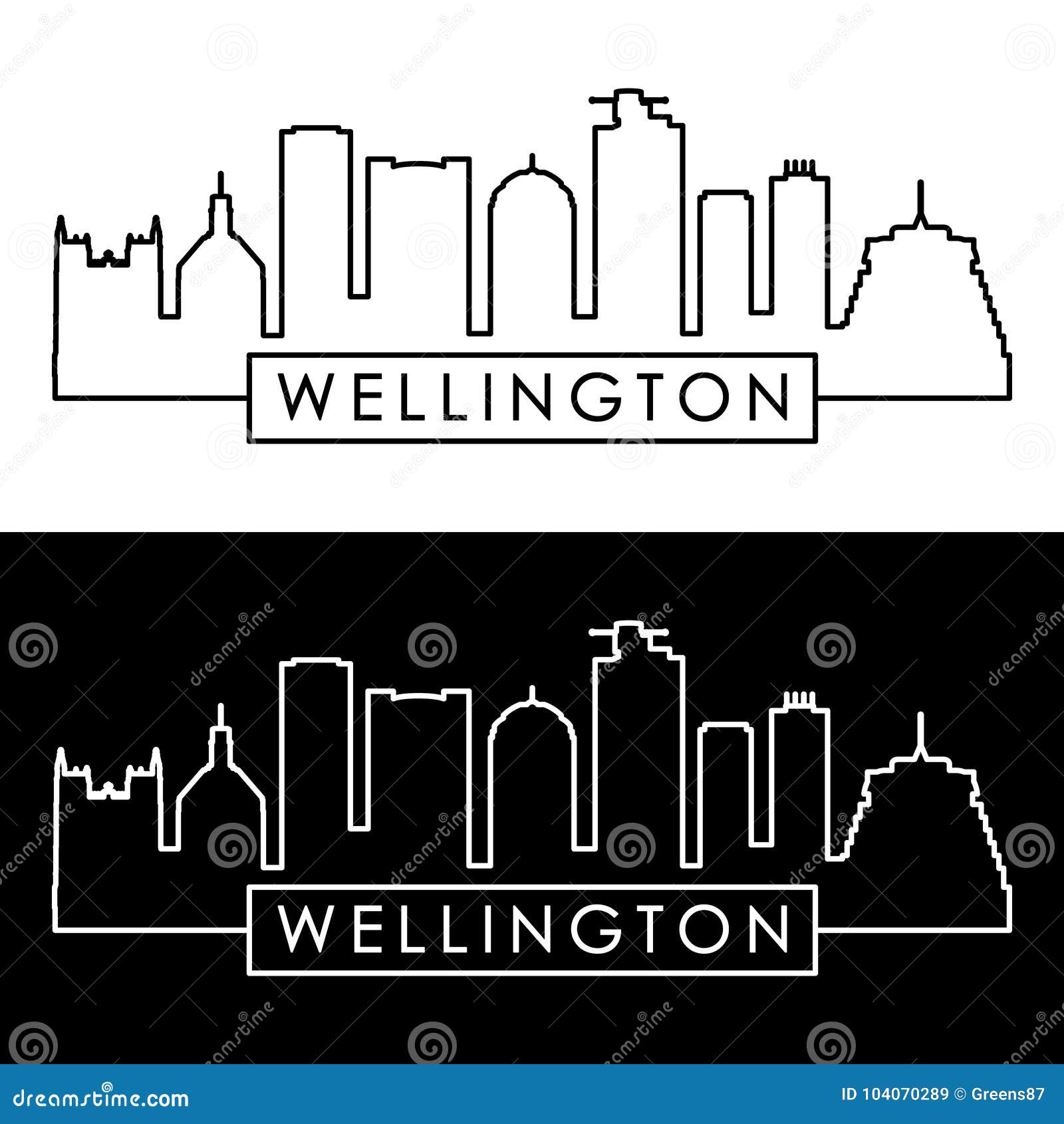 Wellington Skyline Silhouette. Cartoon Vector | CartoonDealer.com ...