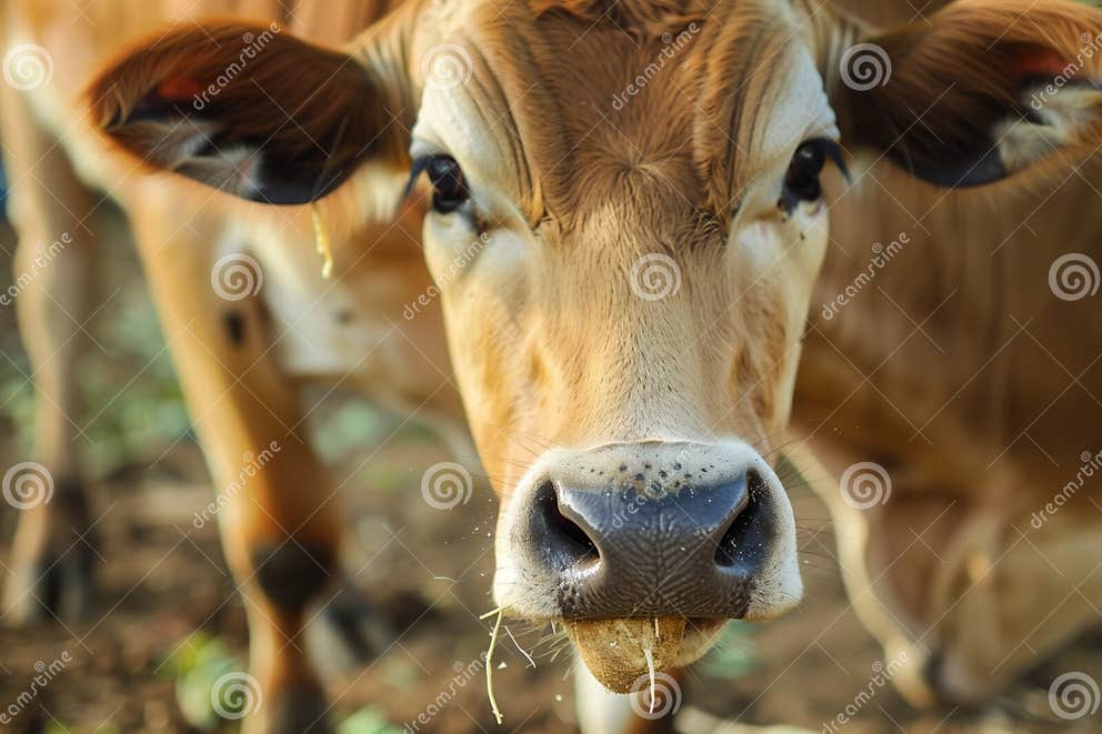 Welllit Image of Cow Chewing Cud with Visible Teeth Stock Photo - Image ...