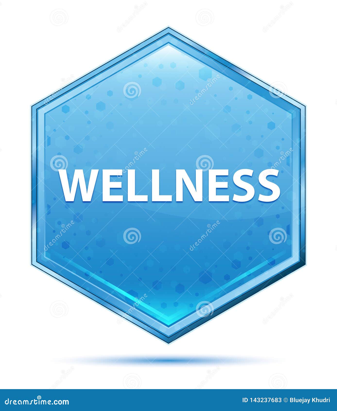 Wellness Crystal Blue Hexagon Button Stock Illustration - Illustration ...