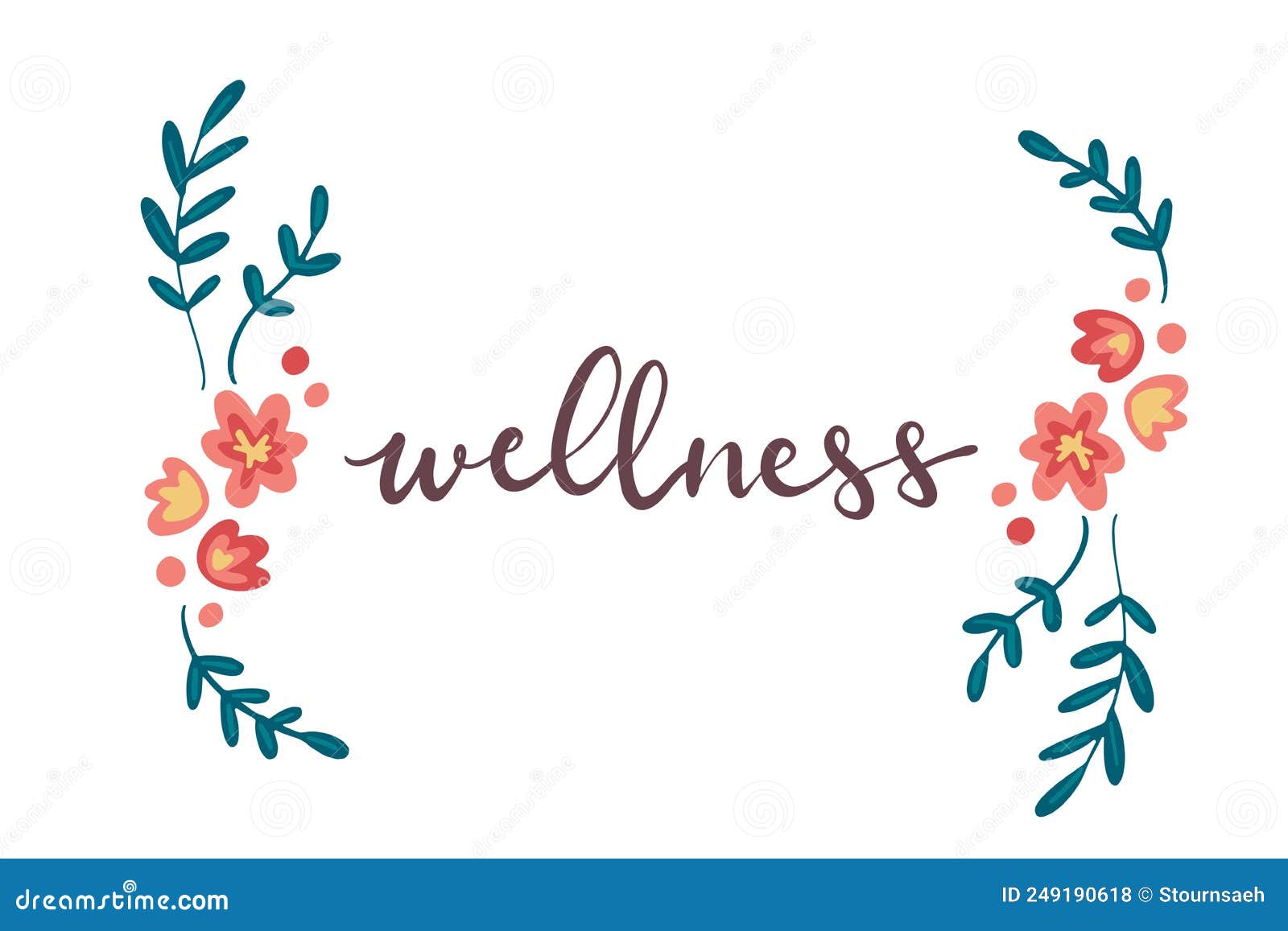 Wellness Handwritten Lettering Card Concept. Vector Illustration Design ...