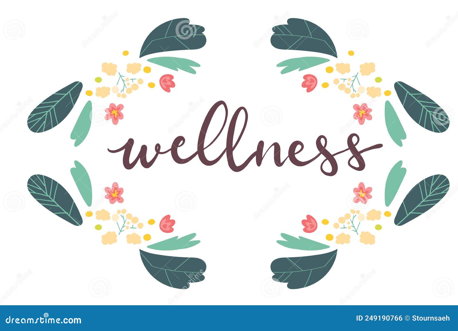 Wellness Handwritten Lettering Card Concept. Vector Illustration Design ...