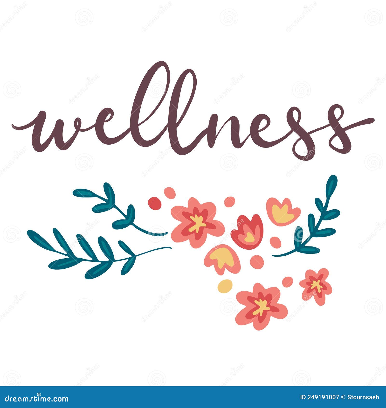 Wellness Handwritten Lettering Card Concept. Vector Illustration Design ...