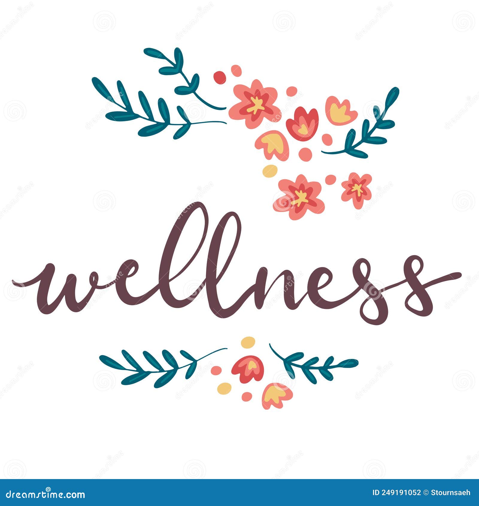 Wellness Handwritten Lettering Card Concept. Vector Illustration Design ...