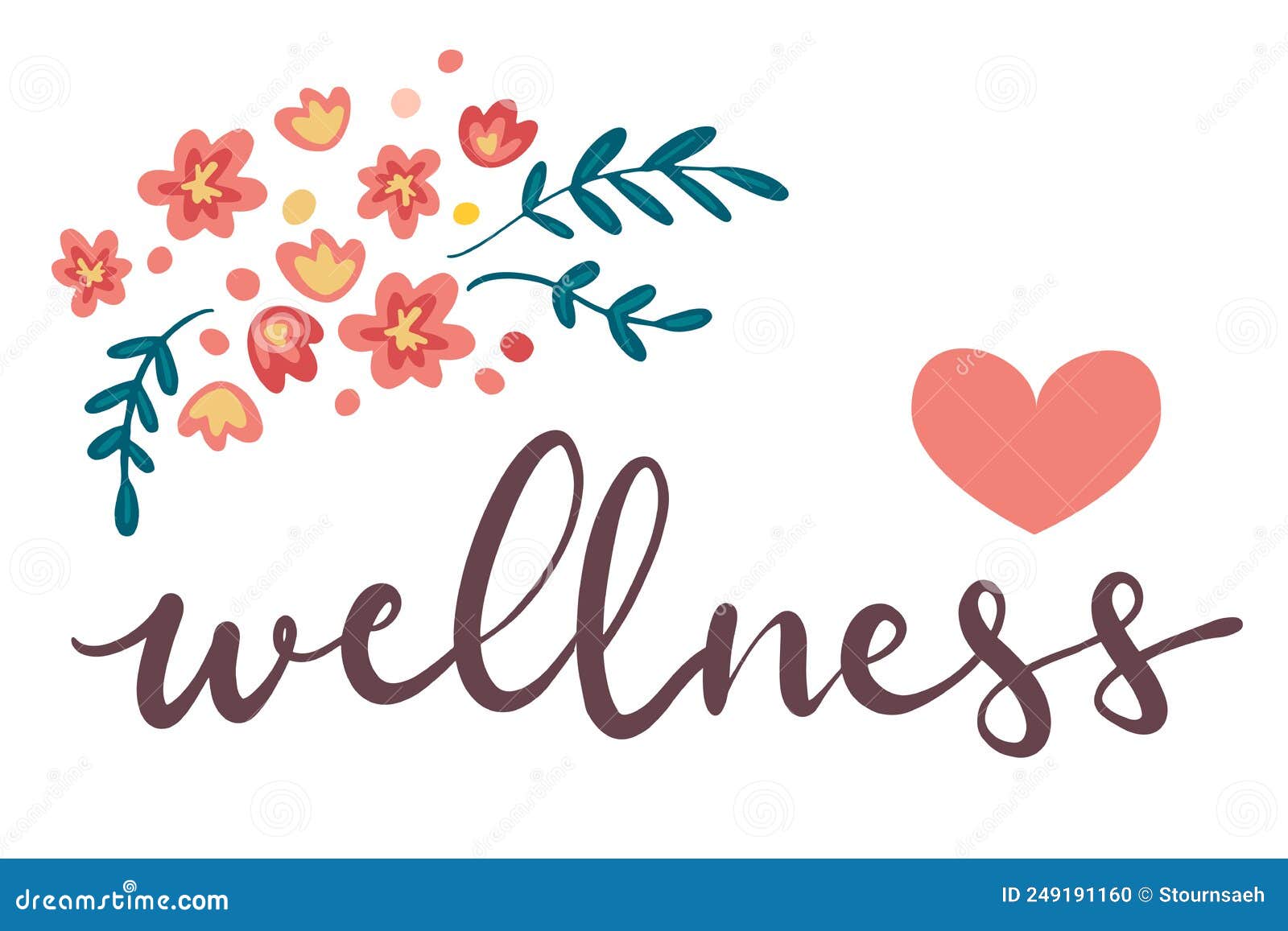 Wellness Handwritten Lettering Card Concept. Vector Illustration Design ...