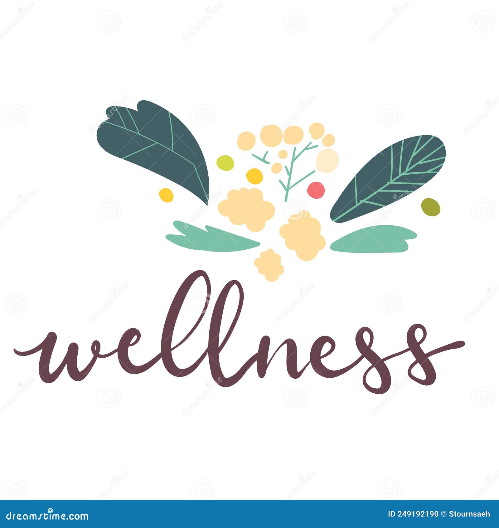 Wellness Handwritten Lettering Card Concept. Vector Illustration Design ...