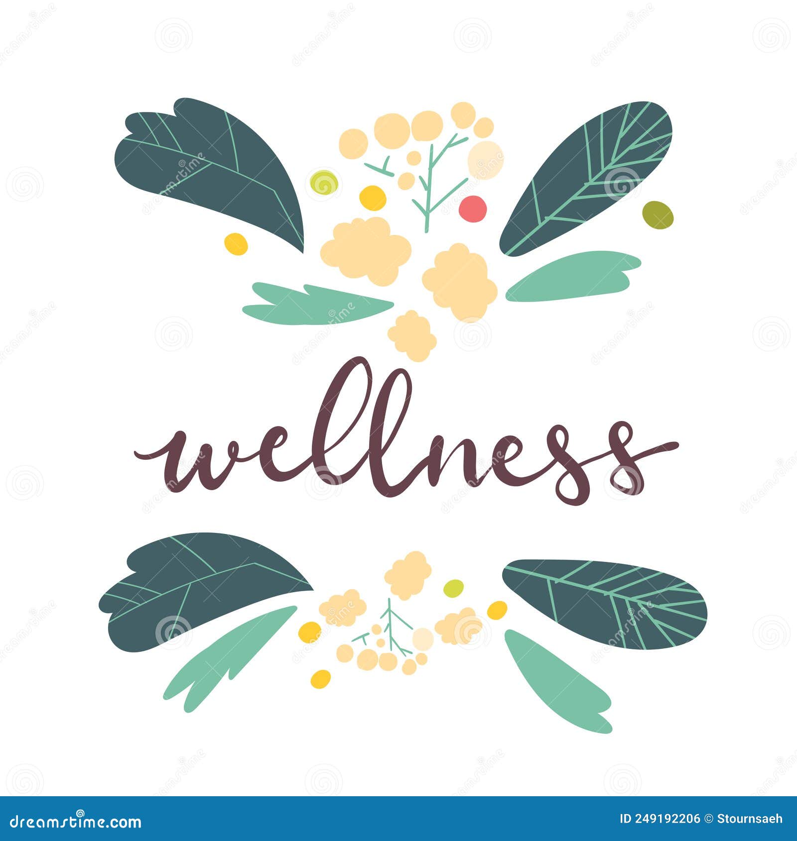 Wellness Handwritten Lettering Card Concept. Vector Illustration Design ...