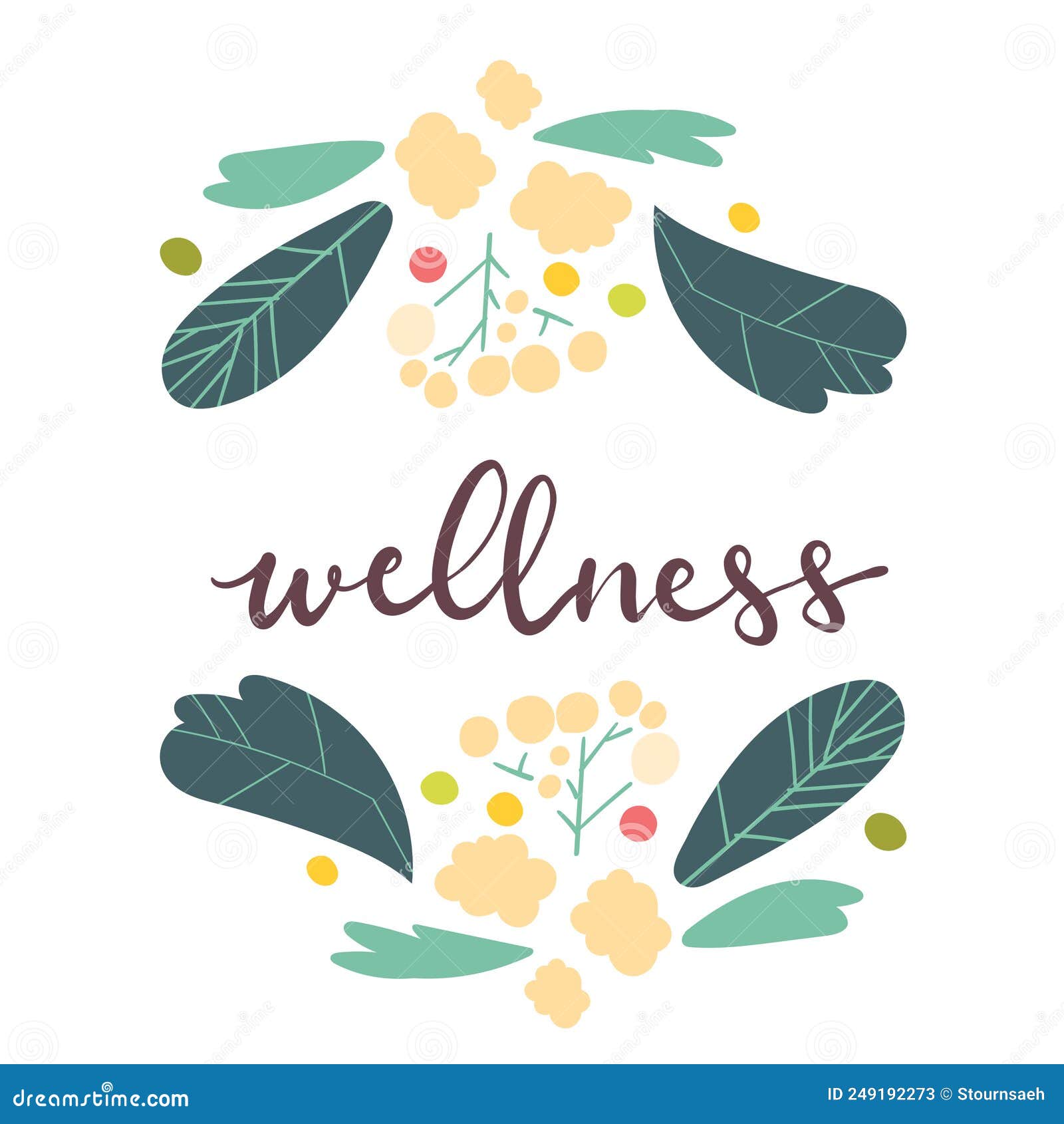 Wellness Handwritten Lettering Card Concept. Vector Illustration Design ...