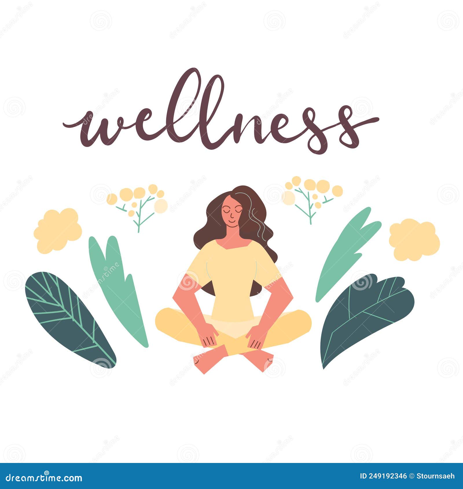 Wellness Handwritten Lettering Card Concept. Vector Illustration Design ...