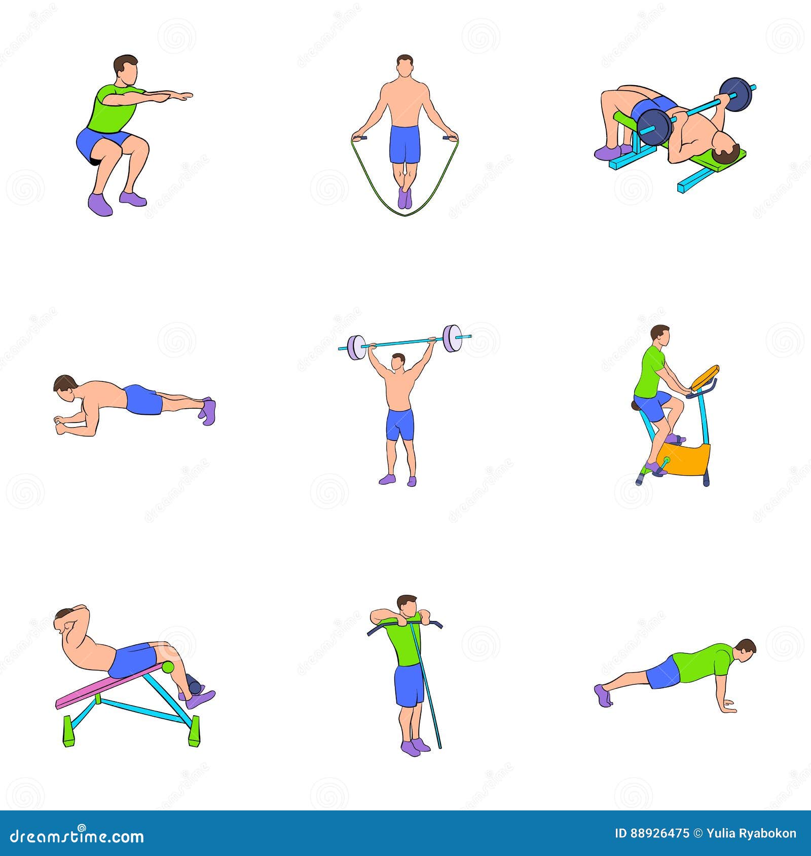 Wellness Icons Set, Cartoon Style Stock Vector - Illustration of class ...